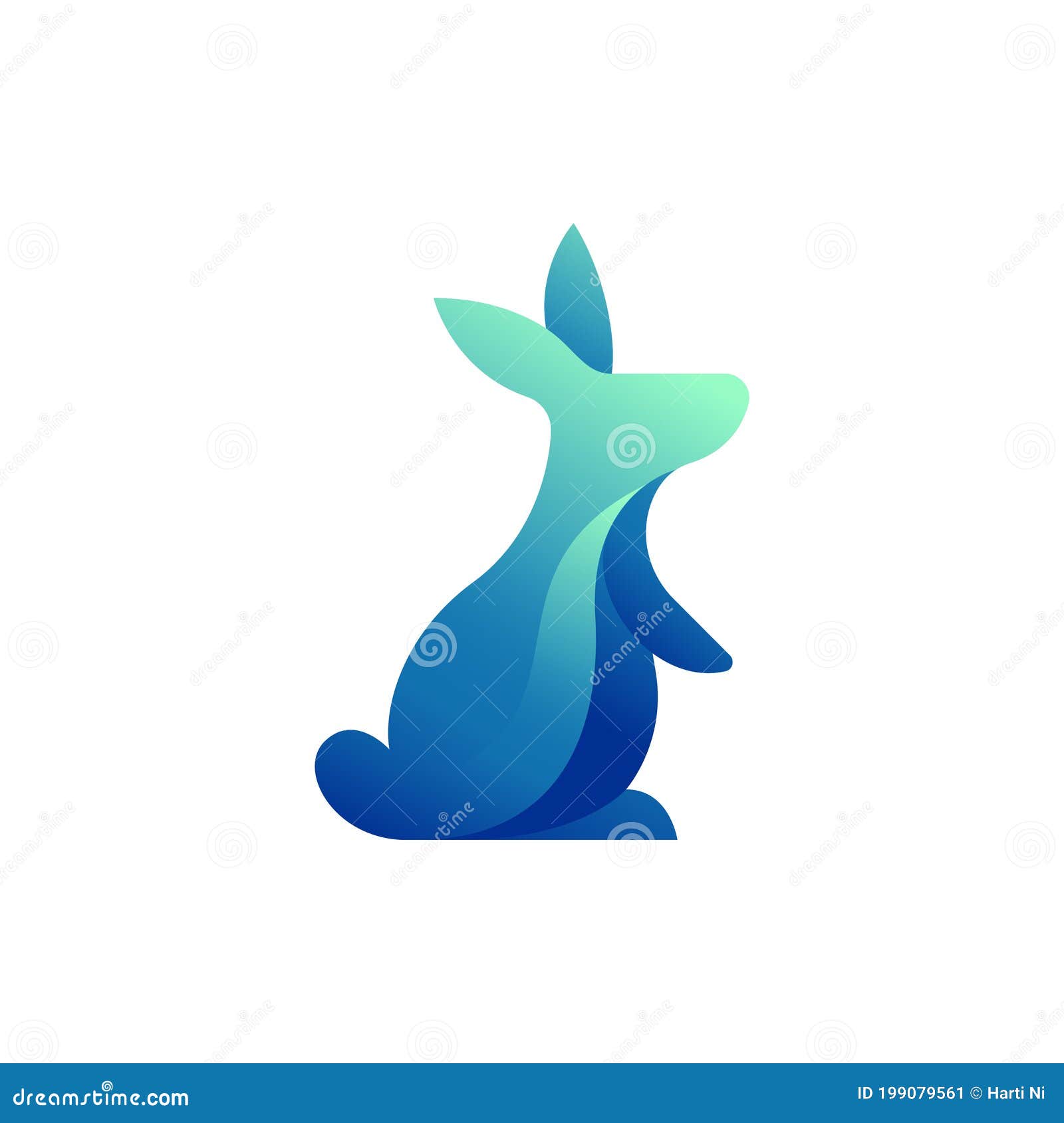 Rabbit Bunny Hare Blue Gradient Colorful Modern Logo Stock Vector ...