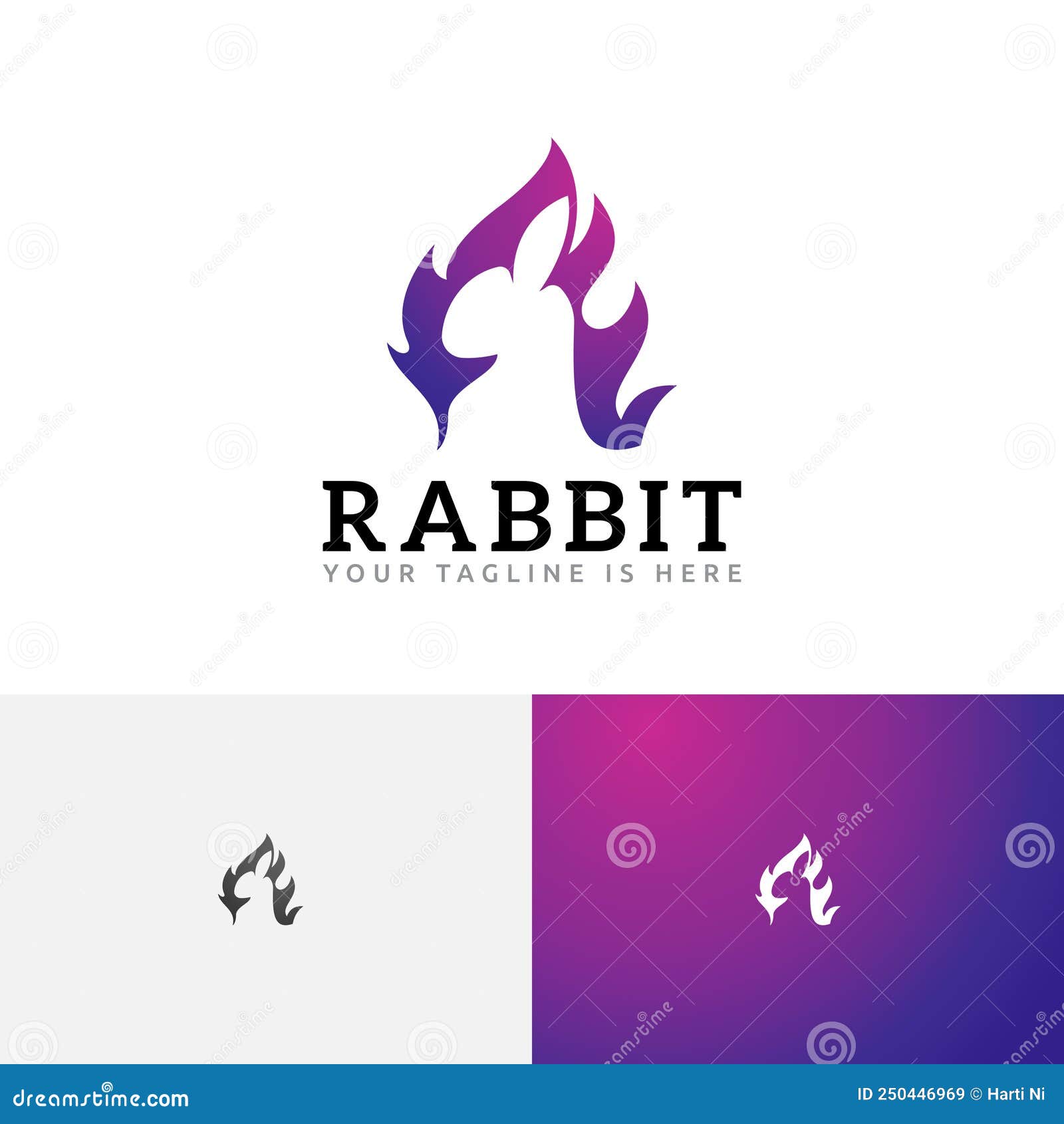 Rabbit Bunny Hare Fire Flame Spirit Negative Space Logo Stock Vector ...