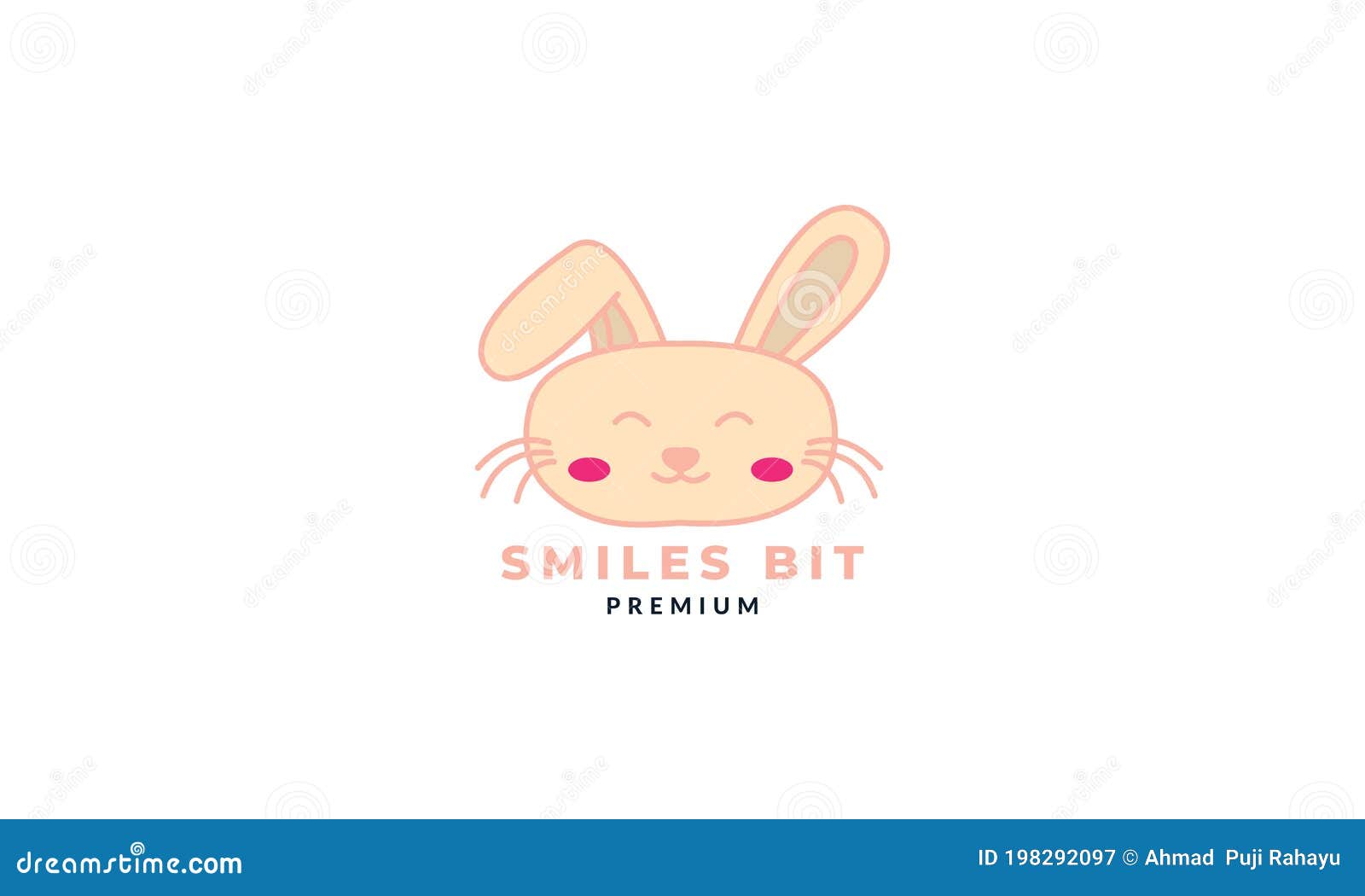 Rabbit or Bunny Head Face Smile Cute Cartoon Logo Vector Illustration ...