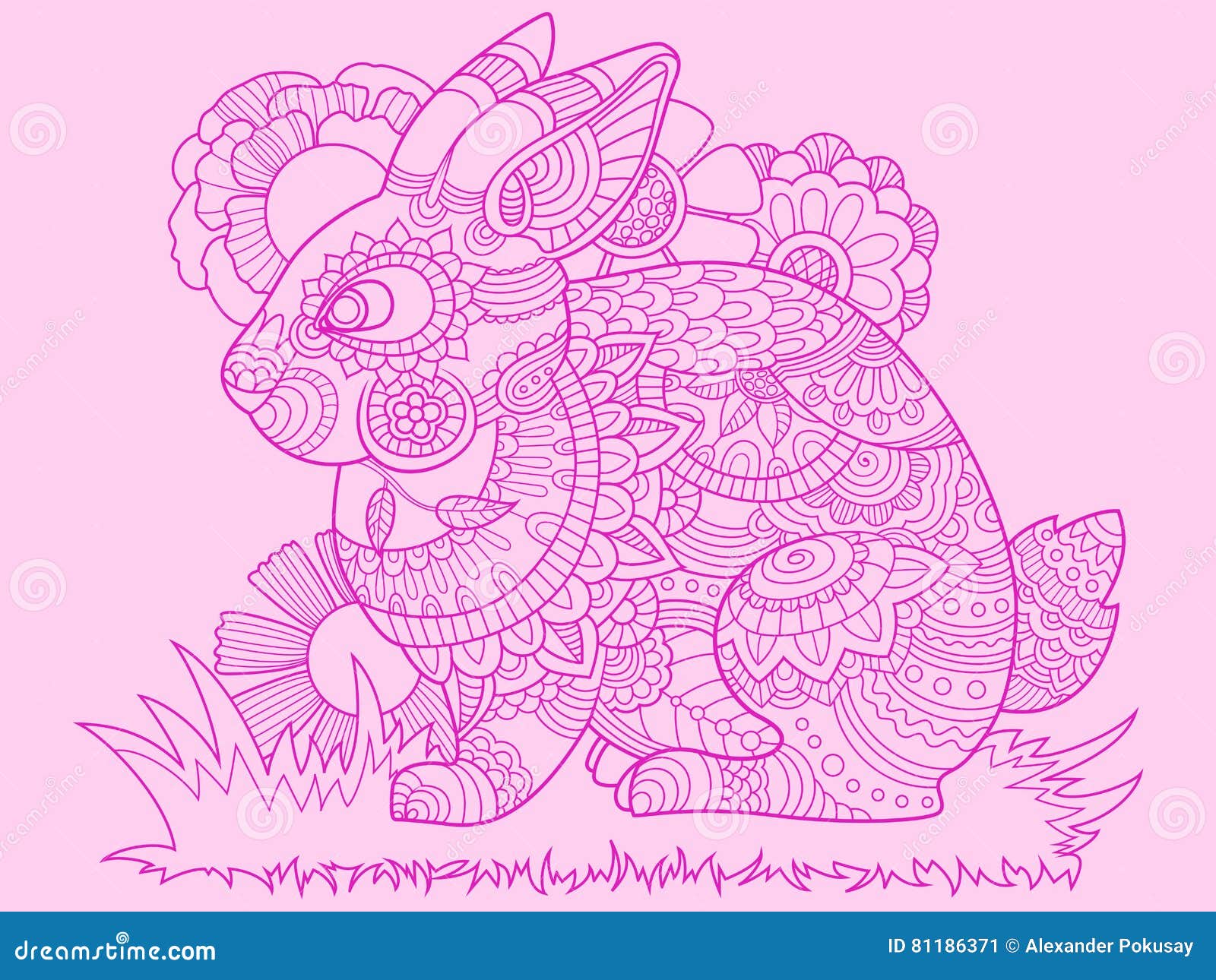 Rabbit Bunny Pink Color Drawing Vector Stock Vector - Illustration of ...