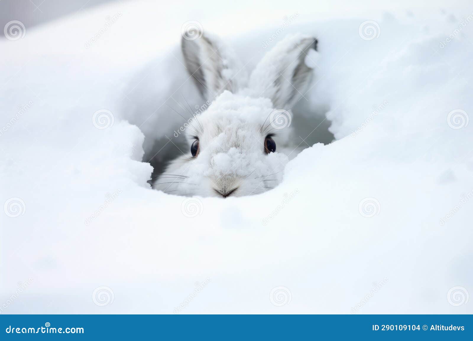 A Rabbit Burrowing Under the Snow during a Blizzard Stock Photo - Image ...