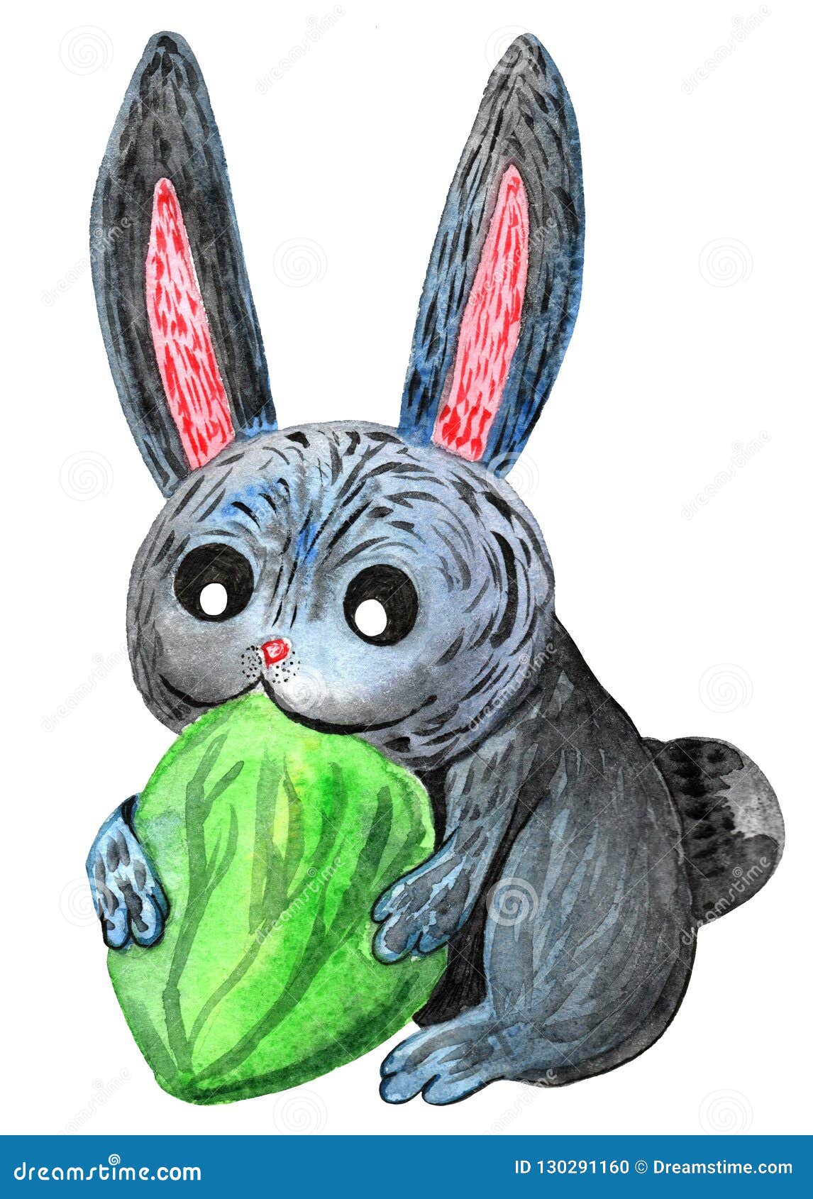 Rabbit with cabbage stock illustration. Illustration of rabbit - 130291160