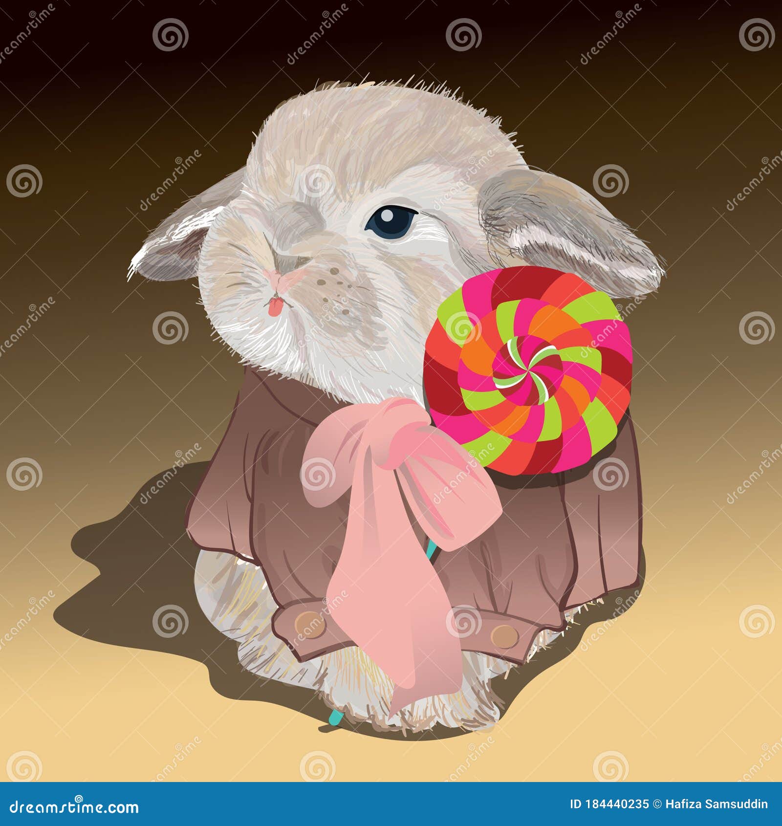 Rabbit with Candy. Vector Illustration Decorative Background Design ...