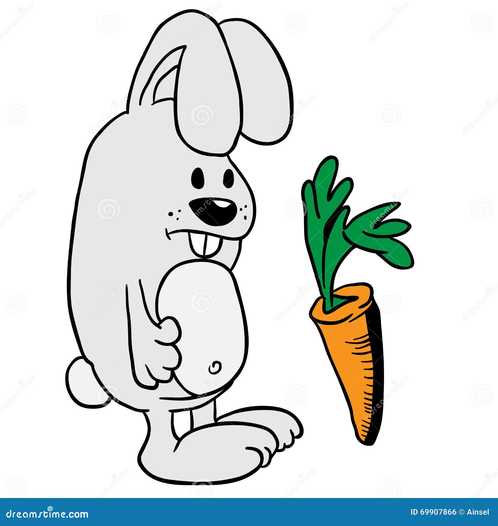Rabbit and carrot stock vector. Illustration of smile - 69907866