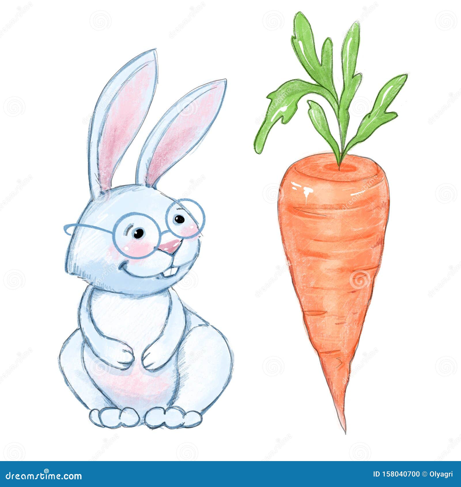 Rabbit and Carrot, Illustration Stock Illustration - Illustration of ...
