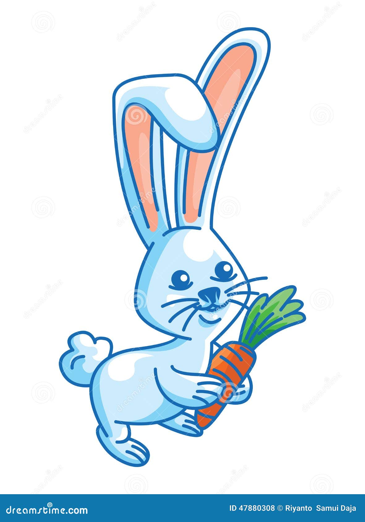 Rabbit and carrot stock vector. Illustration of cheerful - 47880308