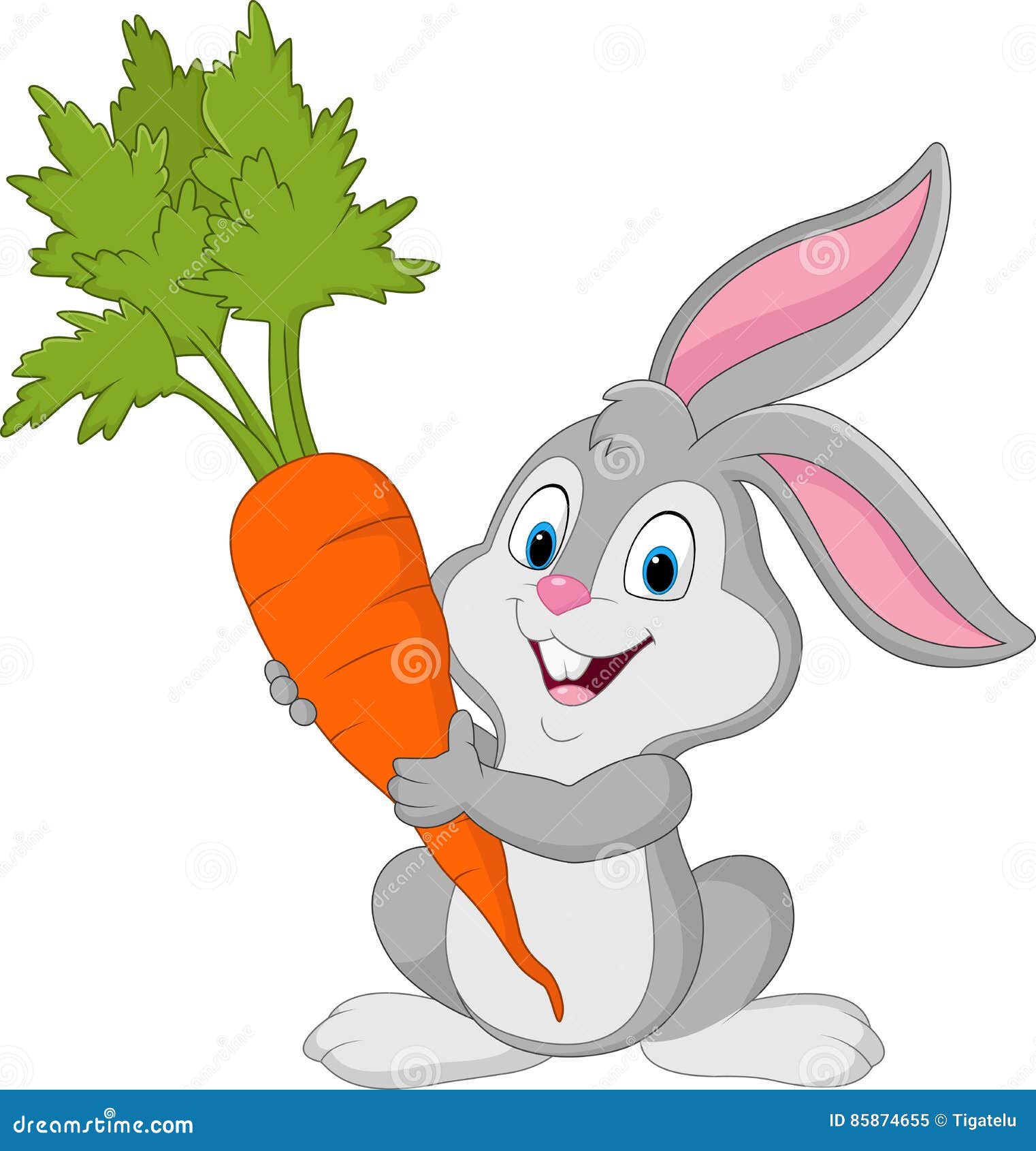 Rabbit And Carrot On A Pink Background Cartoon Vector | CartoonDealer ...