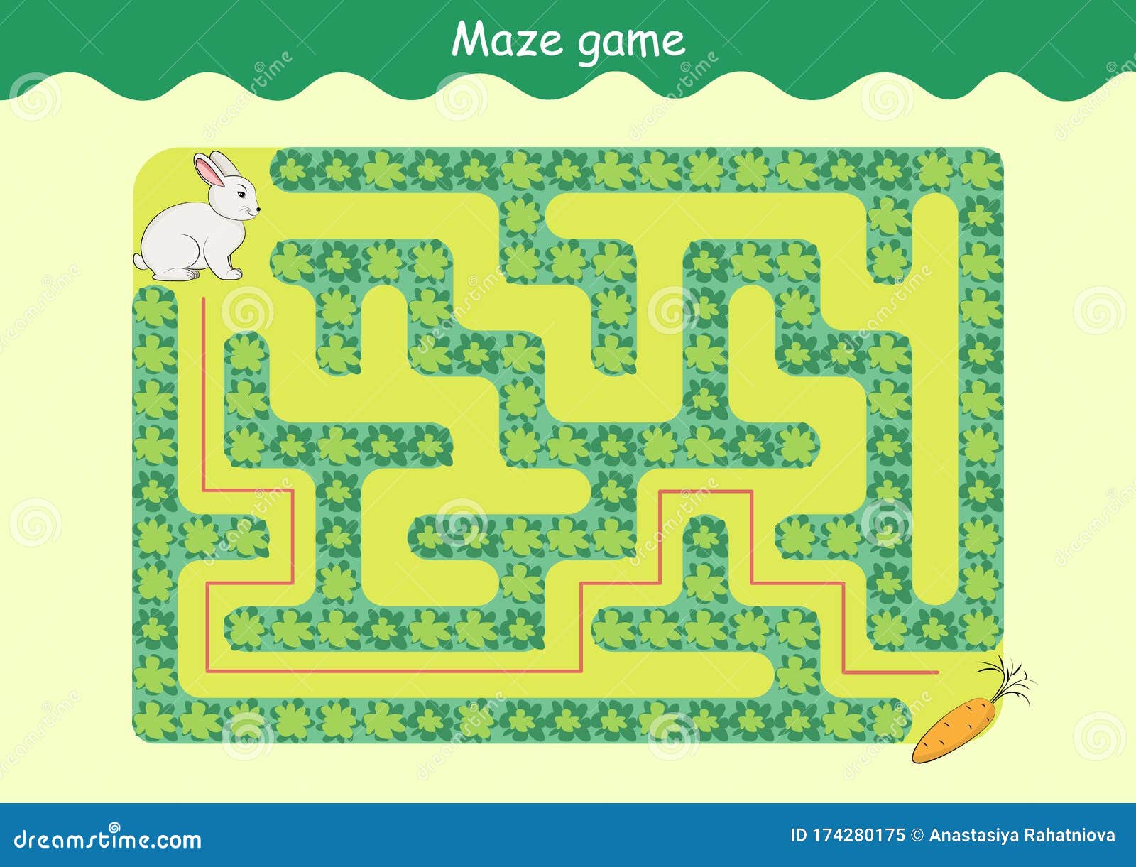 Rabbit and Carrot Maze Educational Game for Children Stock Vector ...