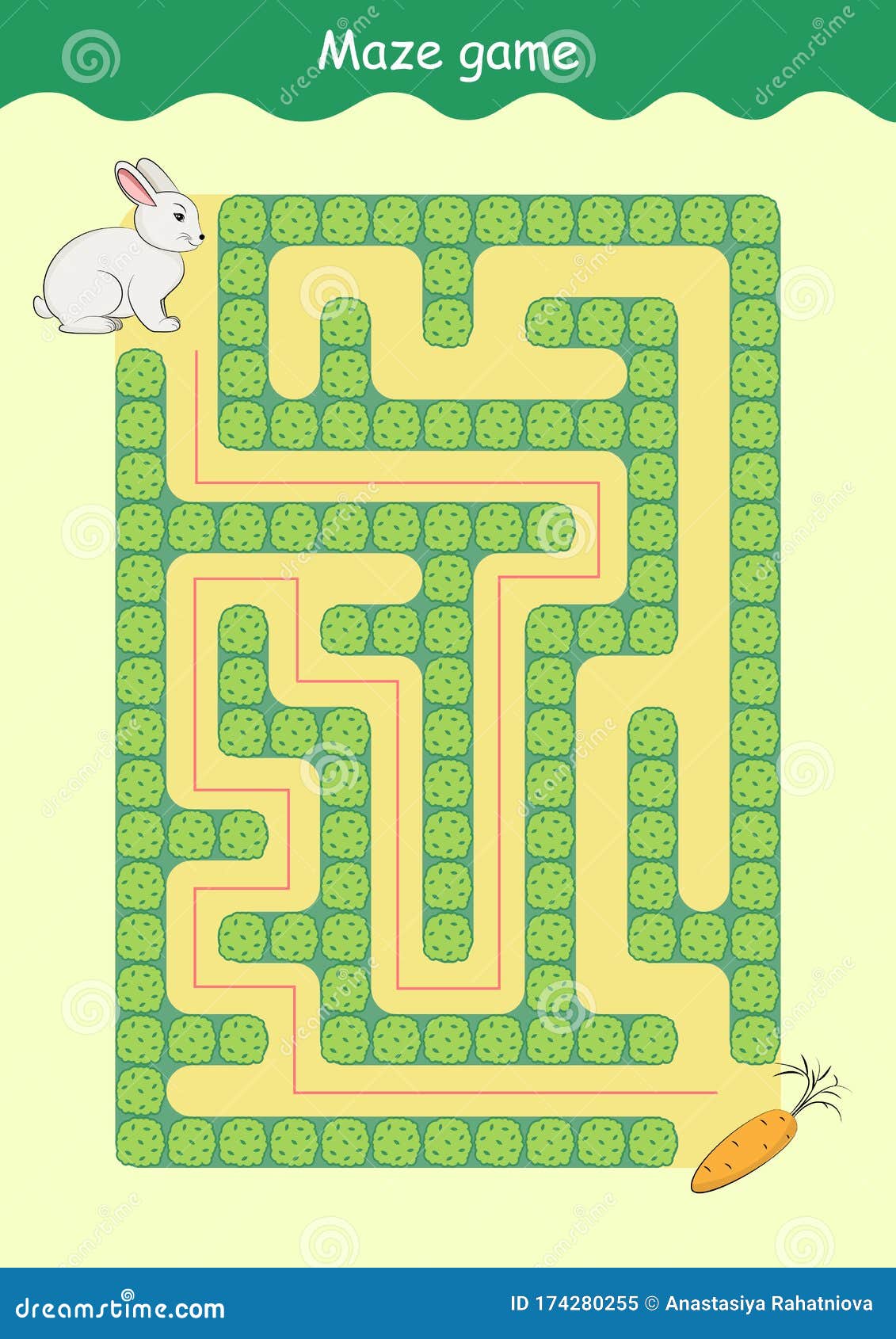 Rabbit and Carrot Maze Educational Game for Children Stock Vector ...