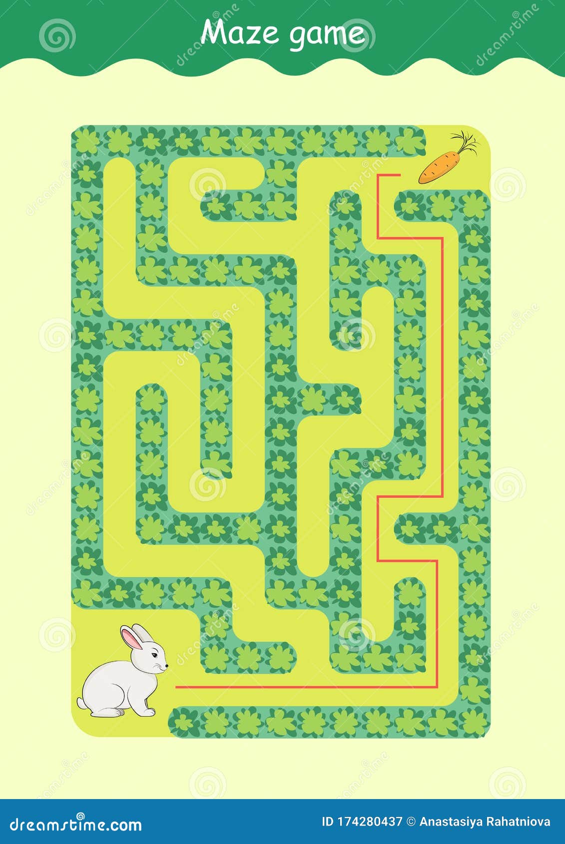 Rabbit and Carrot Maze Educational Game for Children Stock Vector ...