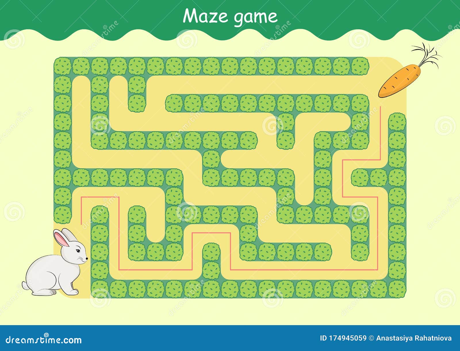 Rabbit and Carrot Maze Educational Game for Children Stock Vector ...