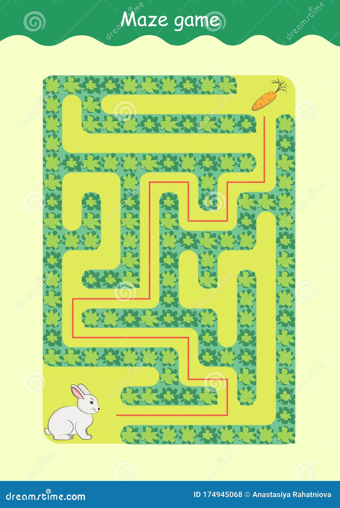 Rabbit and Carrot Maze Educational Game for Children Stock Vector ...