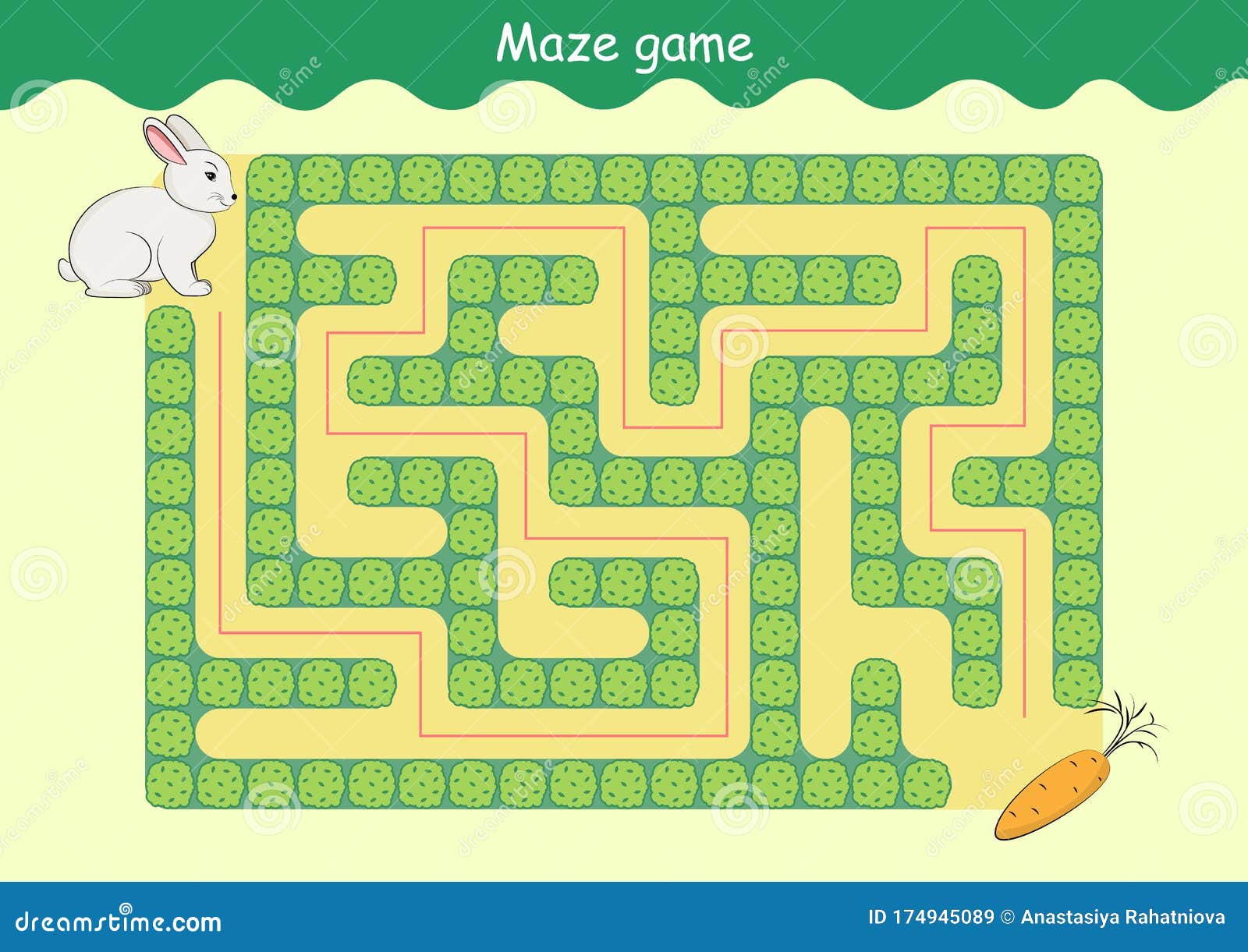 Rabbit and Carrot Maze Educational Game for Children Stock Vector ...