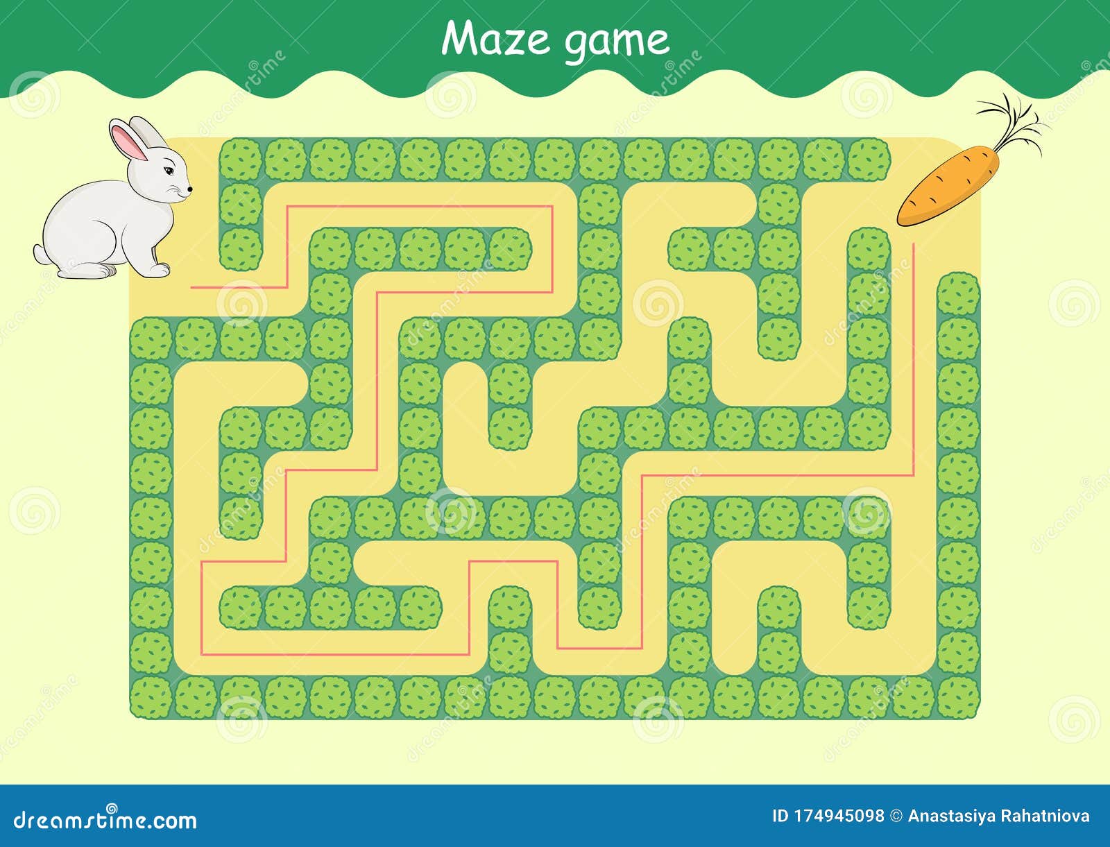 Rabbit and Carrot Maze Educational Game for Children Stock Vector ...
