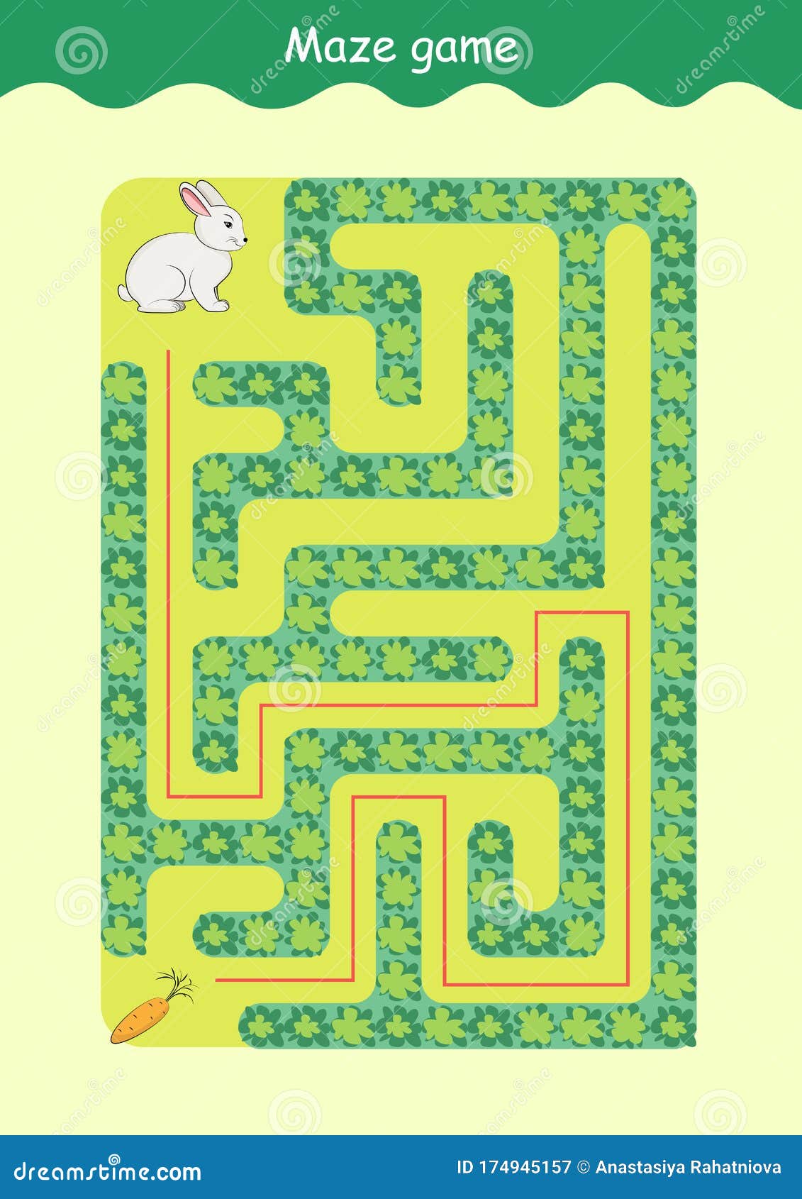 Rabbit and Carrot Maze Educational Game for Children Stock Vector ...