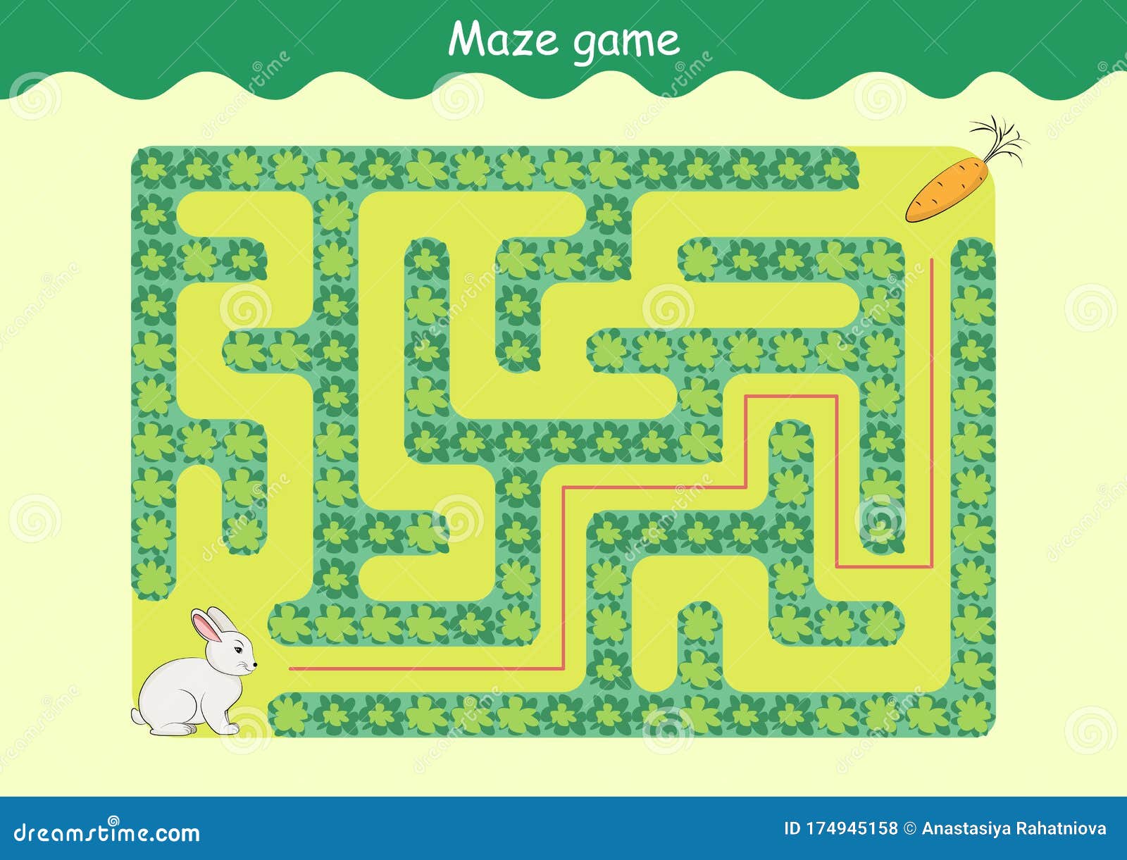 Rabbit and Carrot Maze Educational Game for Children Stock Vector ...
