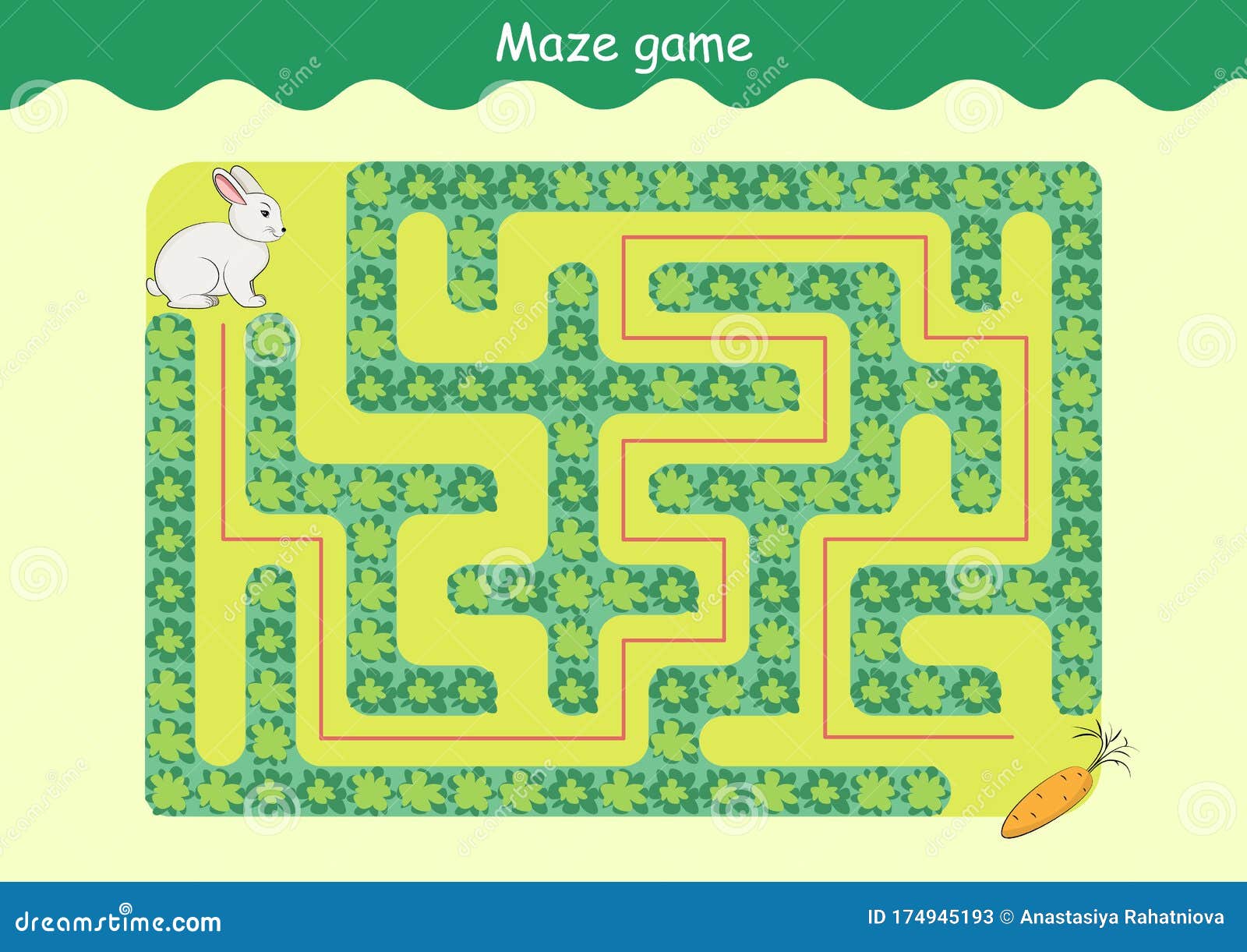 Rabbit and Carrot Maze Educational Game for Children Stock Vector ...