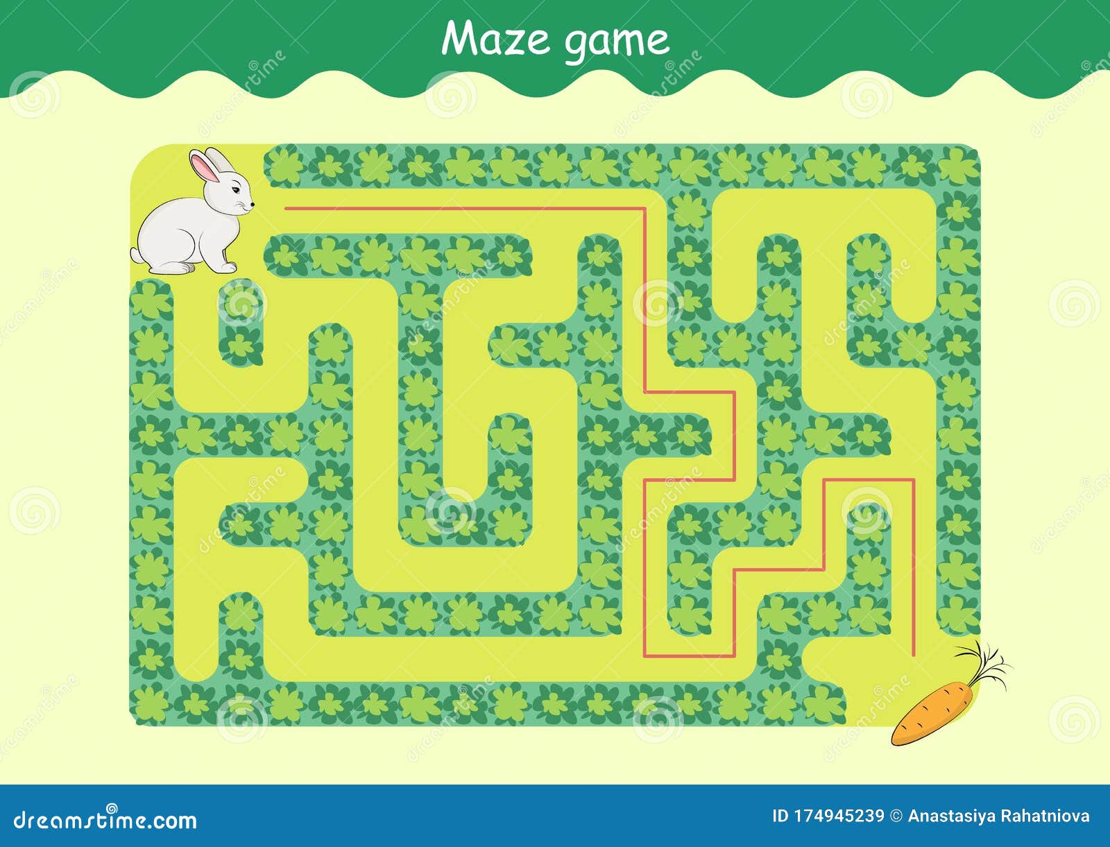 Rabbit and Carrot Maze Educational Game for Children Stock Vector ...