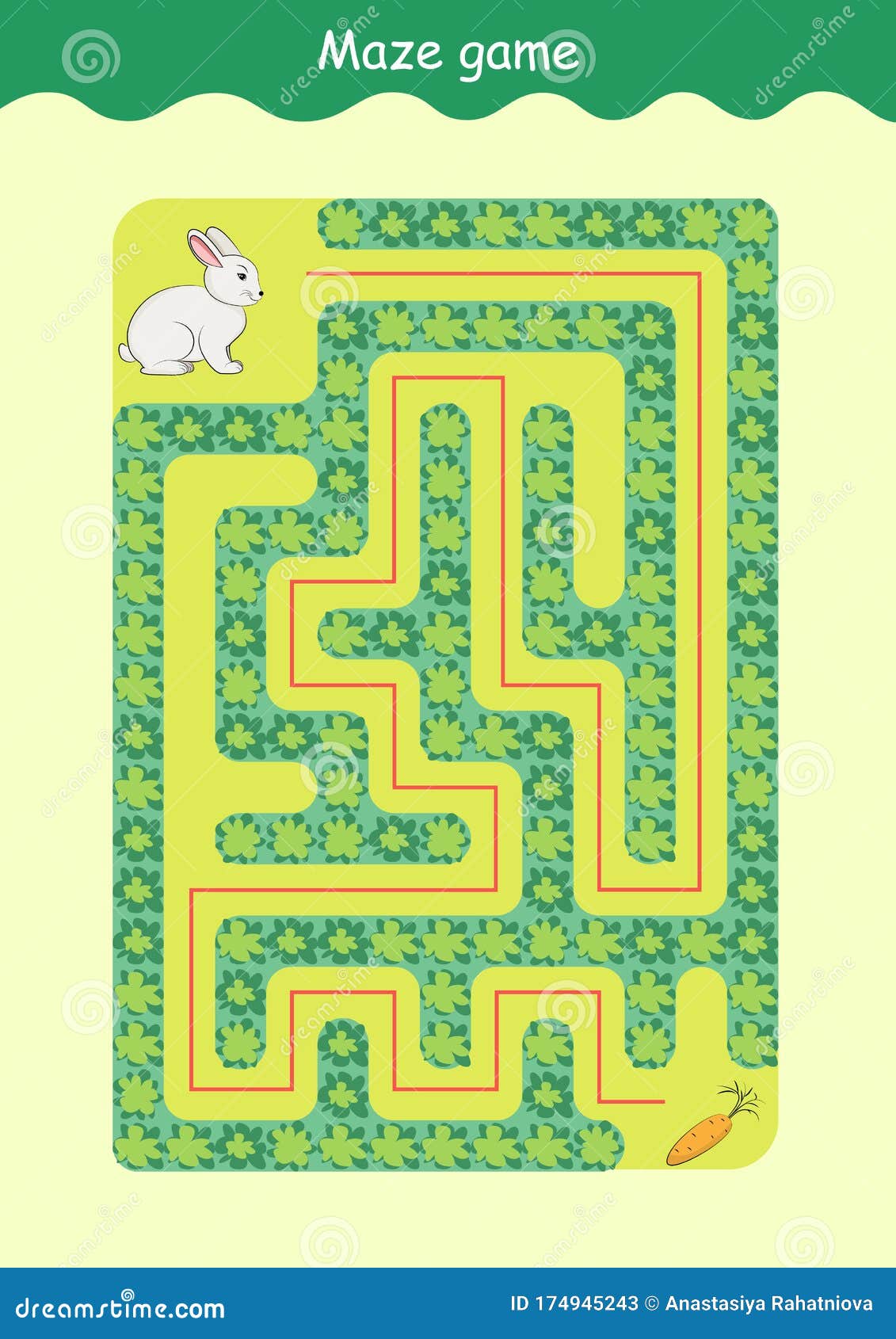 Rabbit and Carrot Maze Educational Game for Children Stock Vector ...