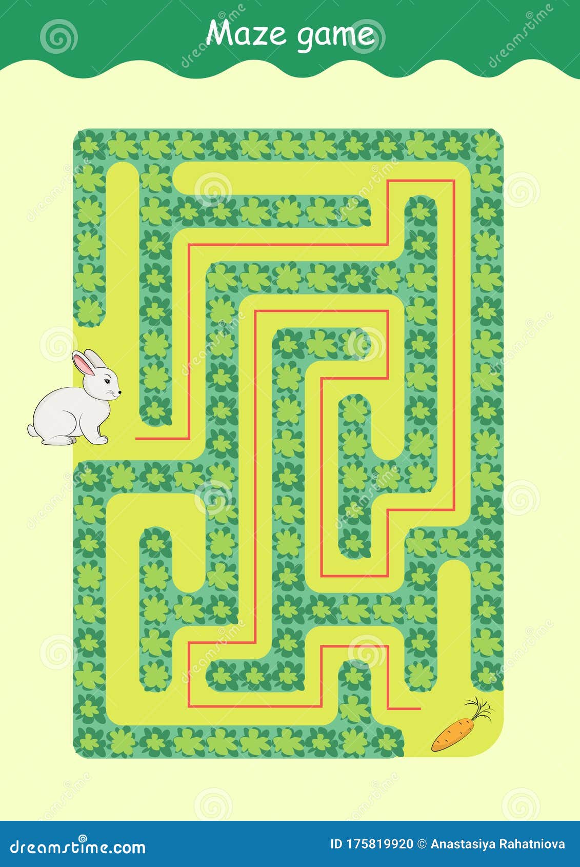 Rabbit and Carrot Maze Educational Game for Children Stock Vector ...