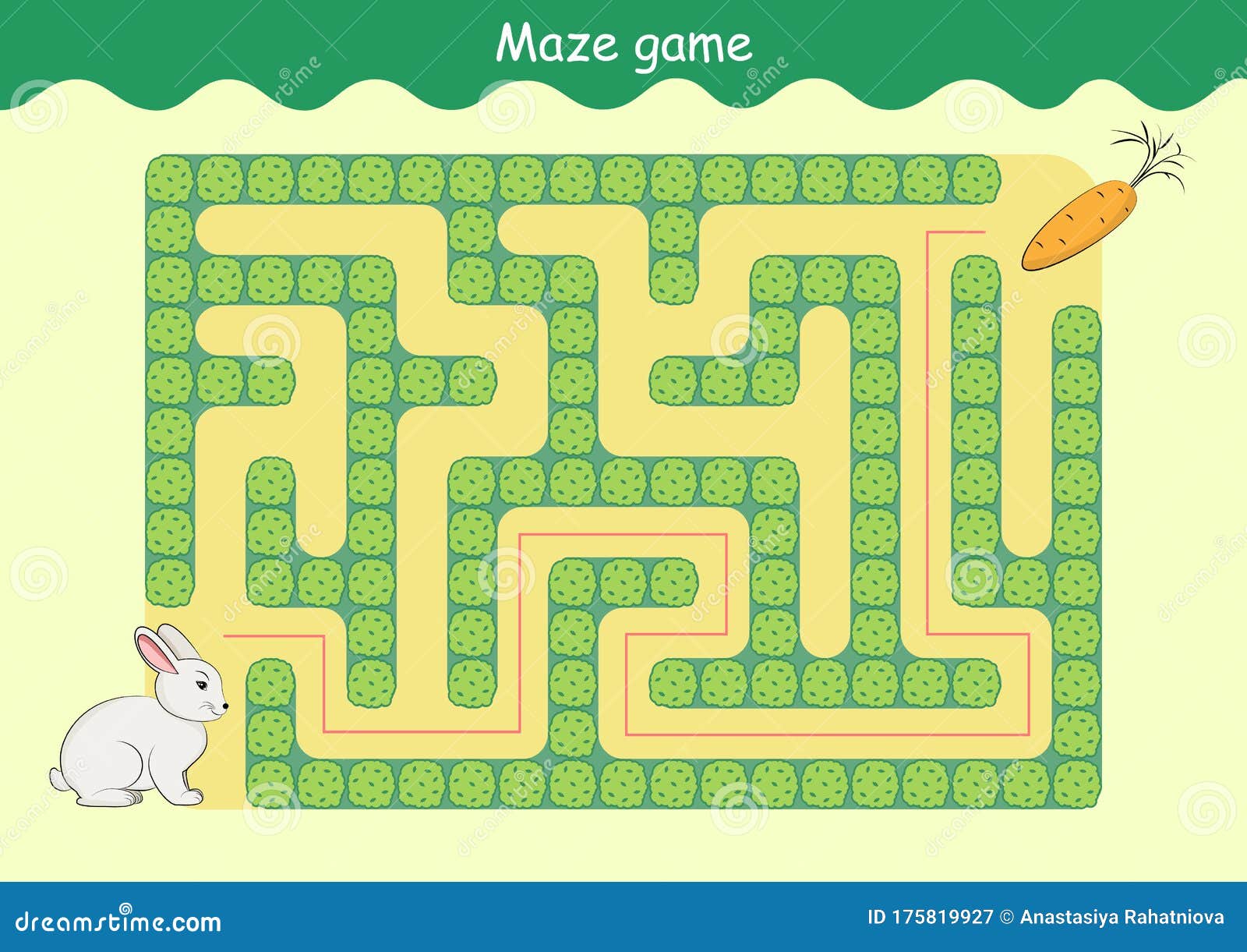 Rabbit and Carrot Maze Educational Game for Children Stock Vector ...