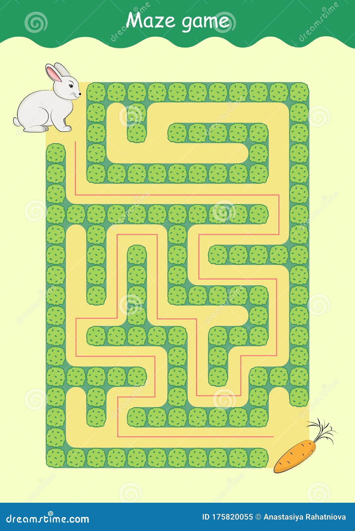Rabbit and Carrot Maze Educational Game for Children Stock Illustration ...