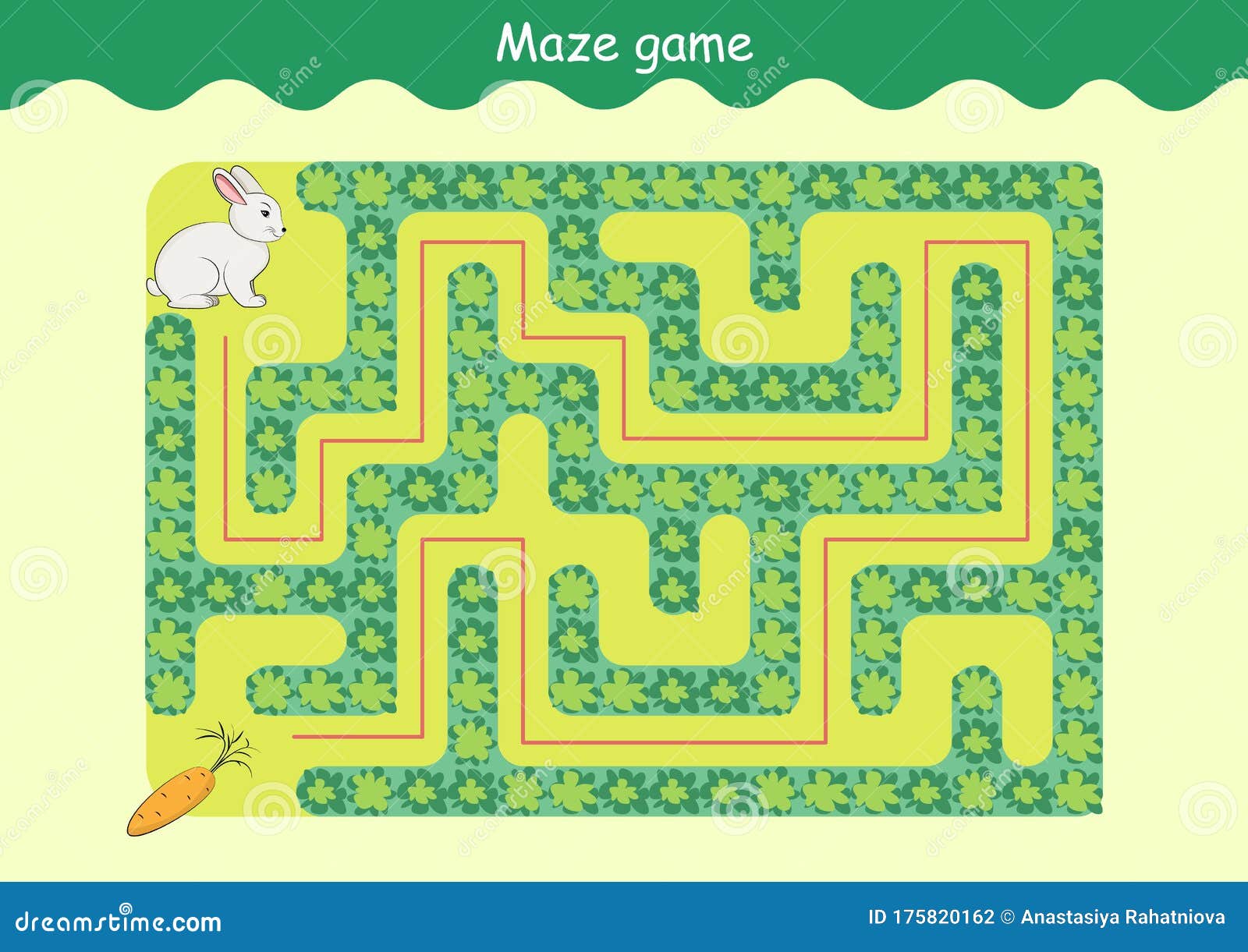 Rabbit and Carrot Maze Educational Game for Children Stock Vector ...