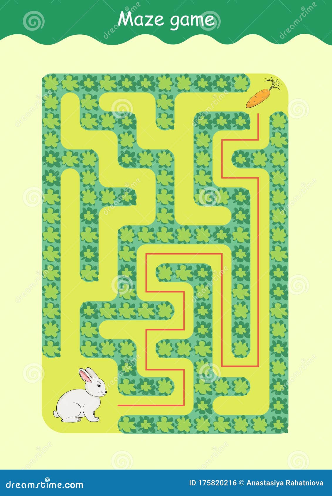 Rabbit and Carrot Maze Educational Game for Children Stock Vector ...
