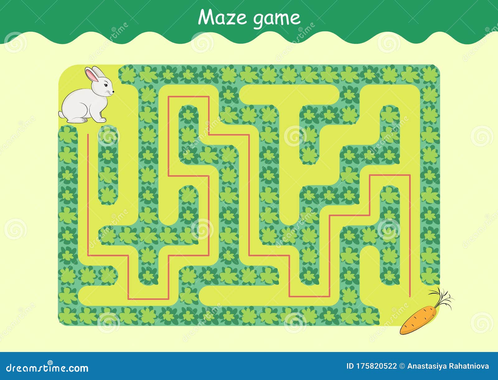 Rabbit and Carrot Maze Educational Game for Children Stock Vector ...