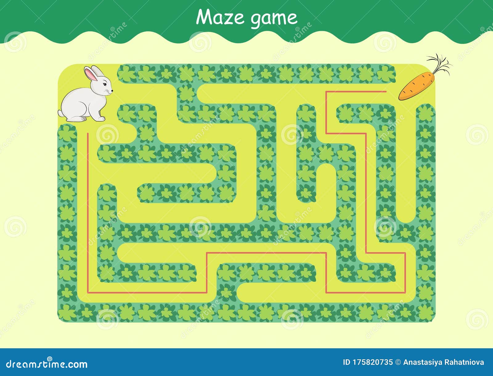Rabbit and Carrot Maze Educational Game for Children Stock Vector ...