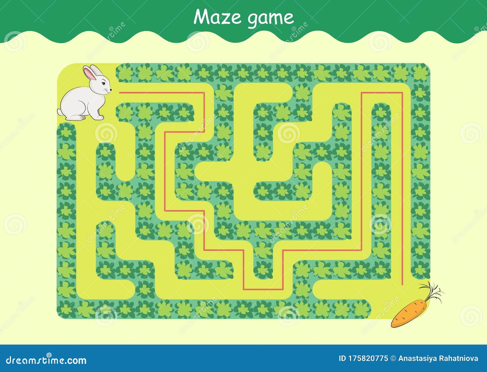 Rabbit and Carrot Maze Educational Game for Children Stock Vector ...