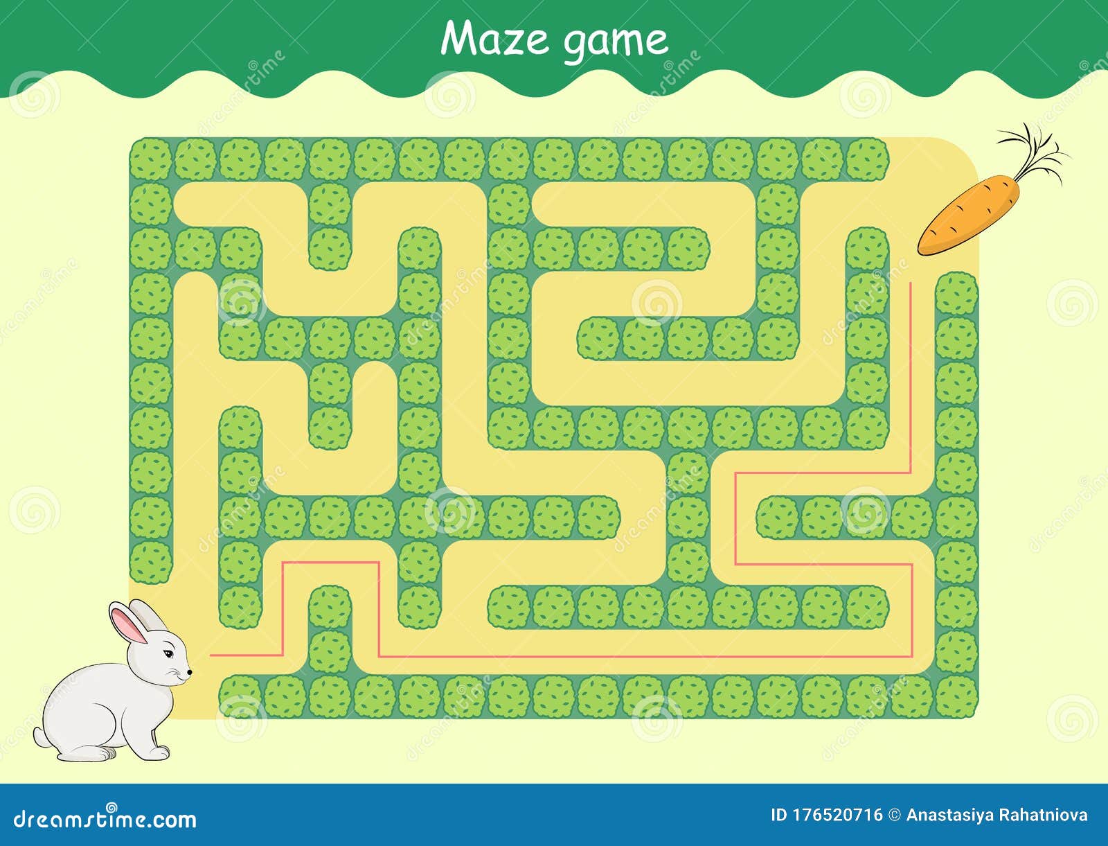 Rabbit and Carrot Maze Educational Game for Children Stock Vector ...