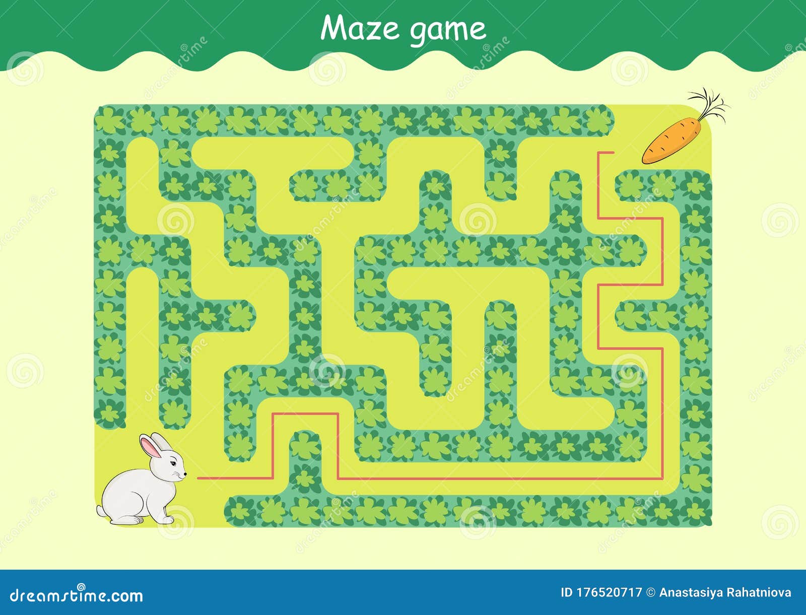 Rabbit and Carrot Maze Educational Game for Children Stock Vector ...