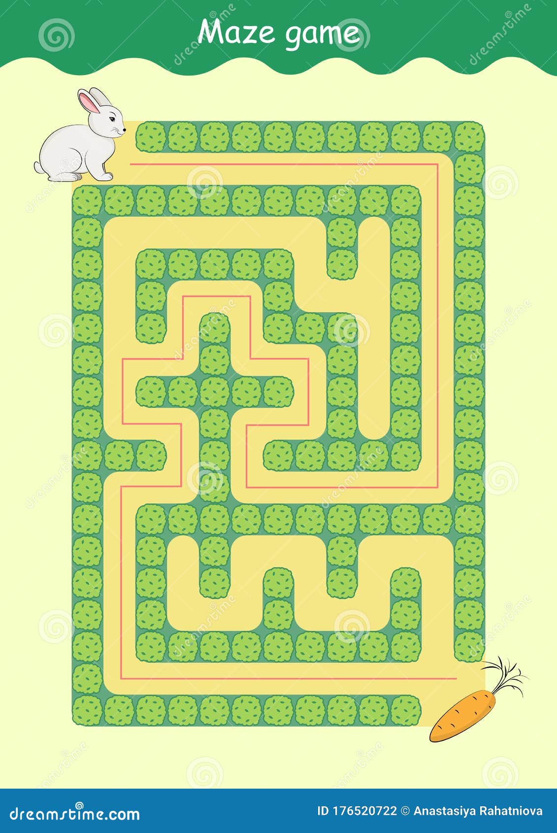 Rabbit and Carrot Maze Educational Game for Children Stock Vector ...
