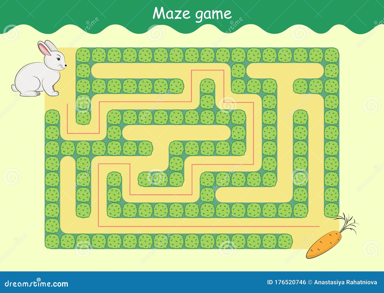 Rabbit and Carrot Maze Educational Game for Children Stock Vector ...