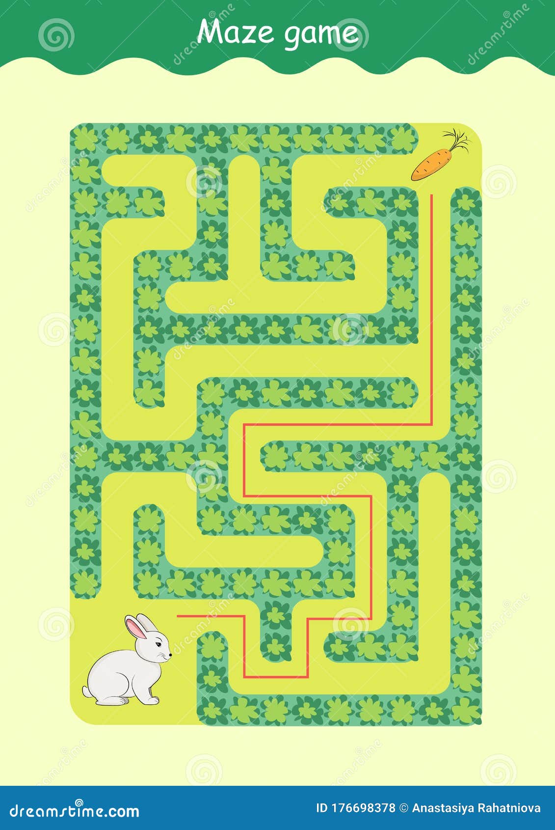 Rabbit and Carrot Maze Educational Game for Children Stock Vector ...