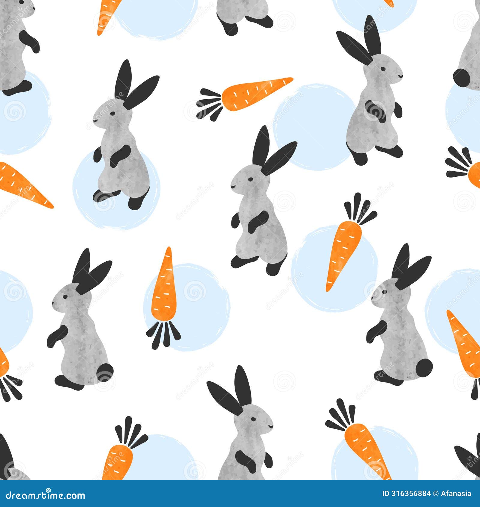 Rabbit and Carrot Seamless Pattern. Vector Watercolor Bunny ...