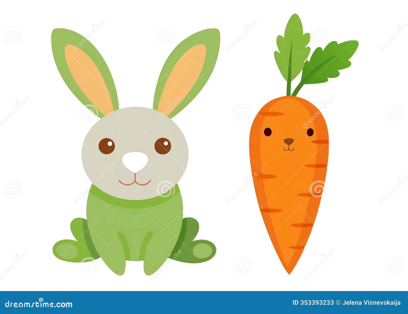 A Rabbit and a Carrot are Shown in a Cartoon Style Stock Illustration ...