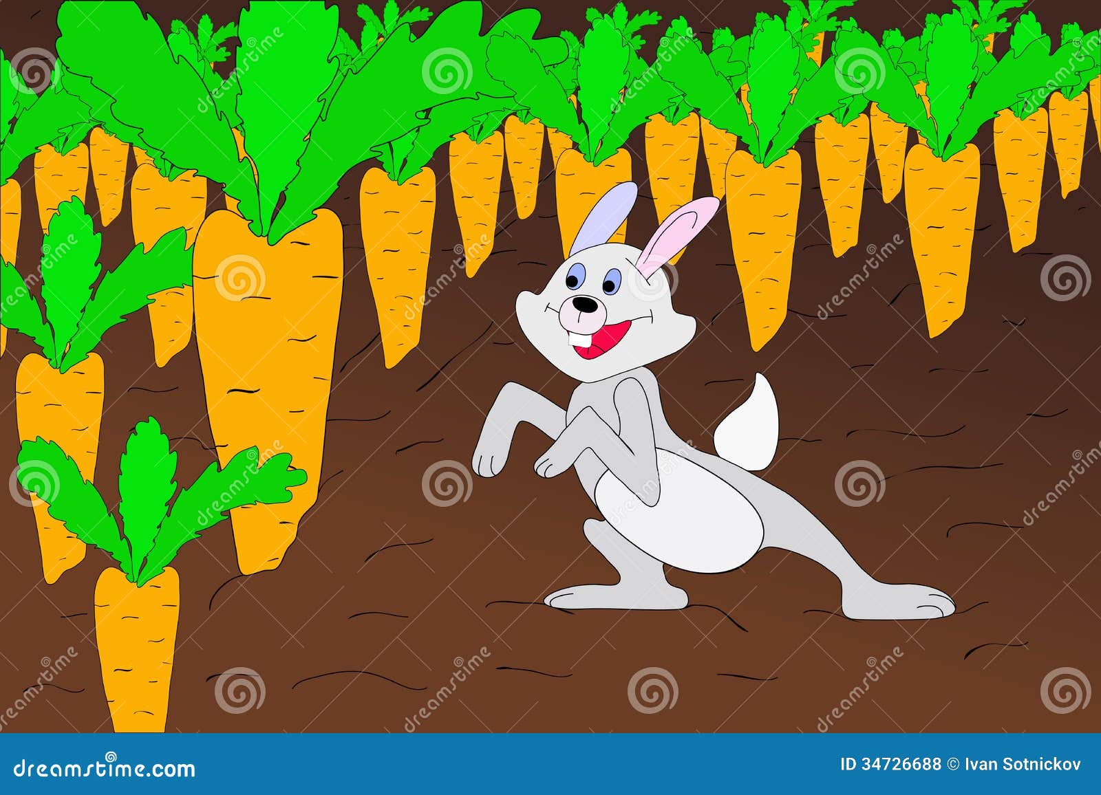 Rabbit and carrots stock vector. Illustration of animal - 34726688