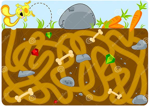 Rabbit and Carrots Tunnel Labyrinth Stock Illustration - Illustration ...