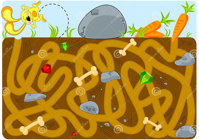Rabbit and Carrots Tunnel Labyrinth Stock Illustration - Illustration ...