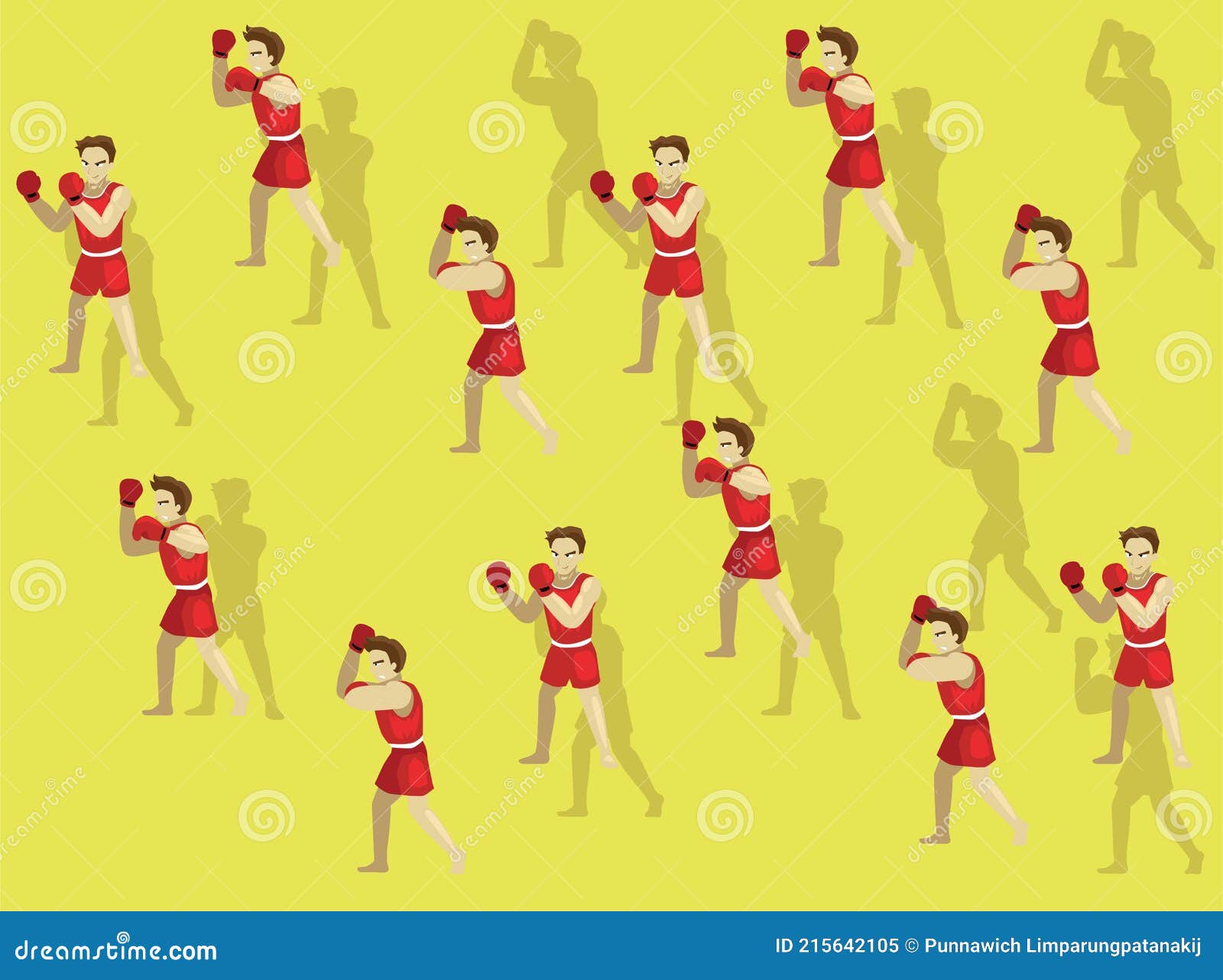 Elbow Strike Manga Kickboxing Cartoon Character Illustration Seamless ...