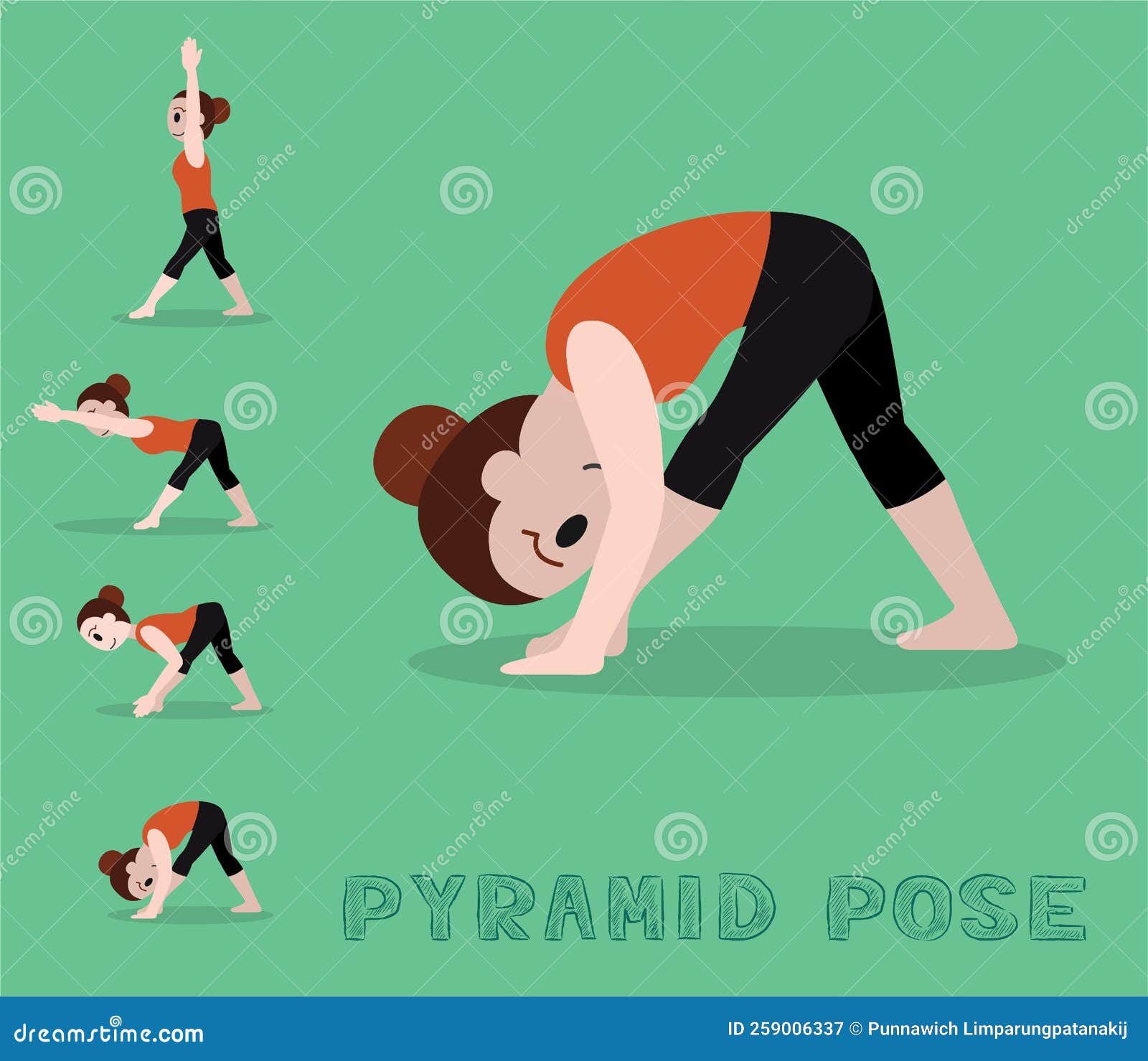 Yoga Tutorial Pyramid Pose Cartoon Vector Illustration Stock Vector ...