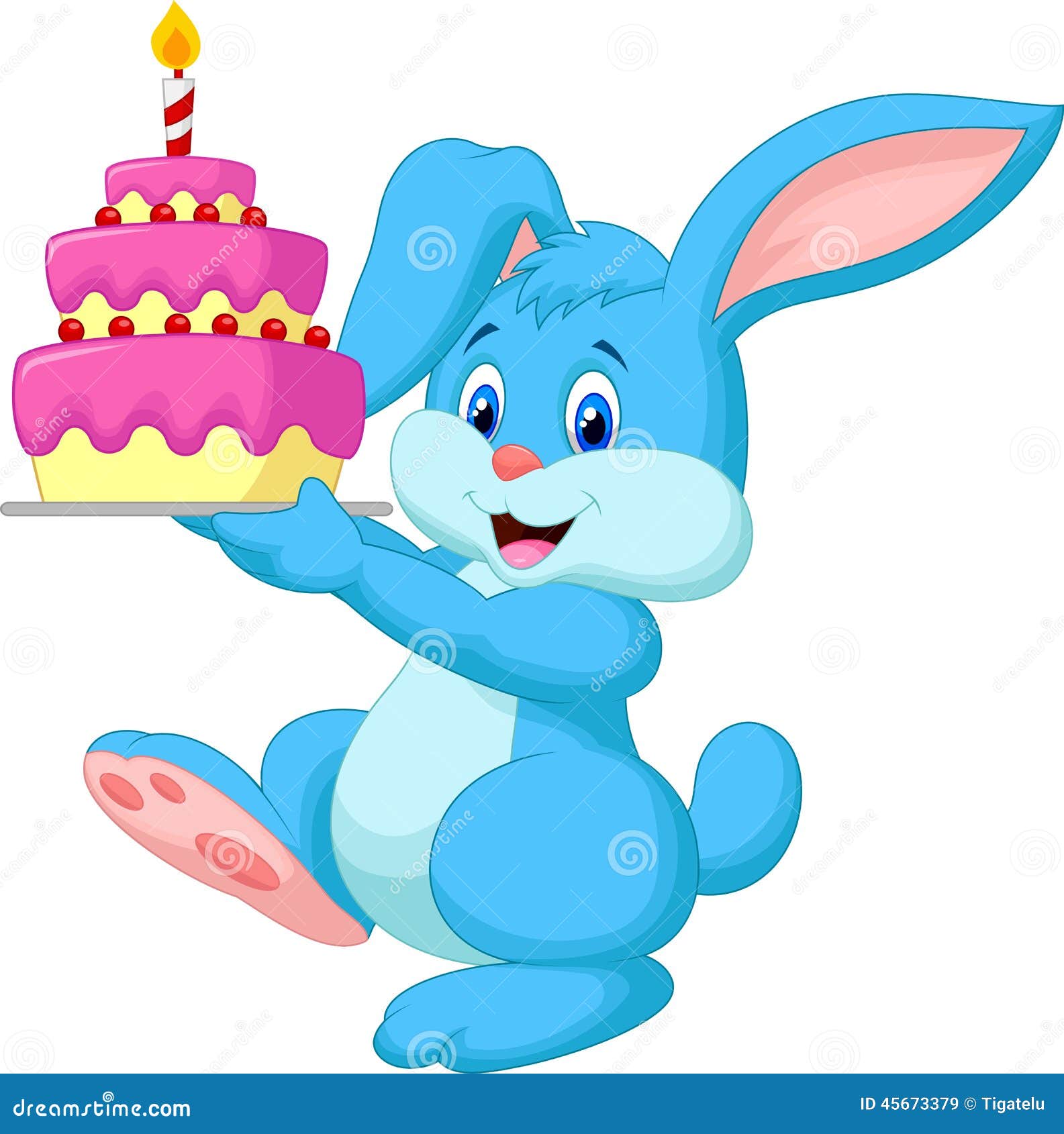 Rabbit Cartoon With Birthday Cake Stock Vector - Image: 45673379