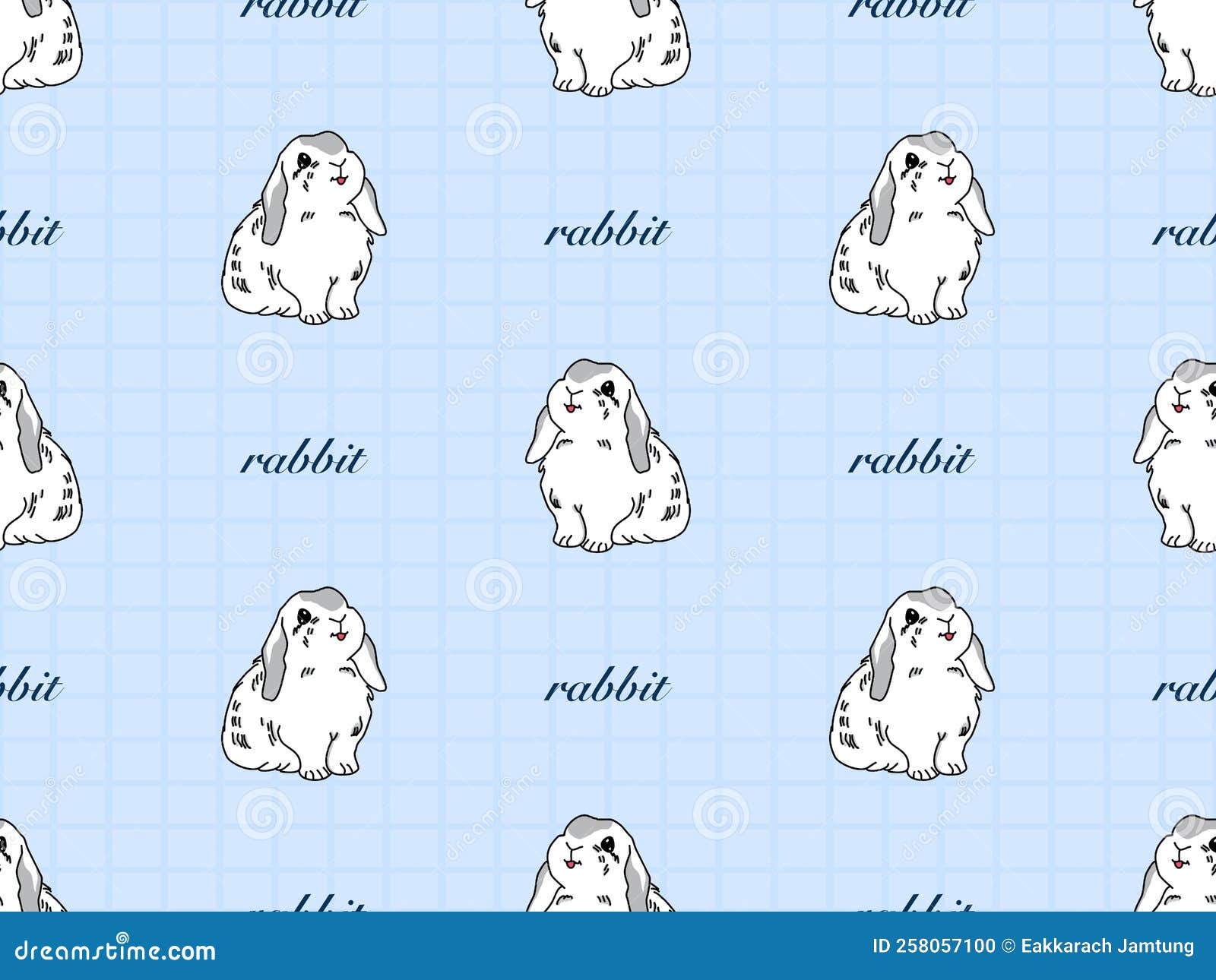 Rabbit Seamless Pattern on Blue Background Stock Vector - Illustration ...