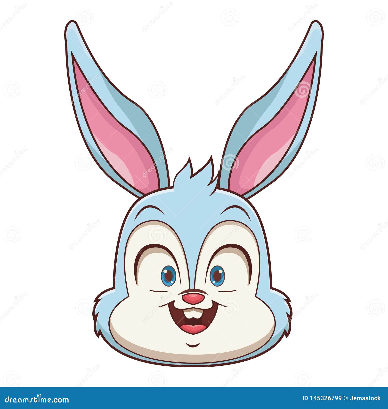 Rabbit cartoon face stock vector. Illustration of happy - 145326799