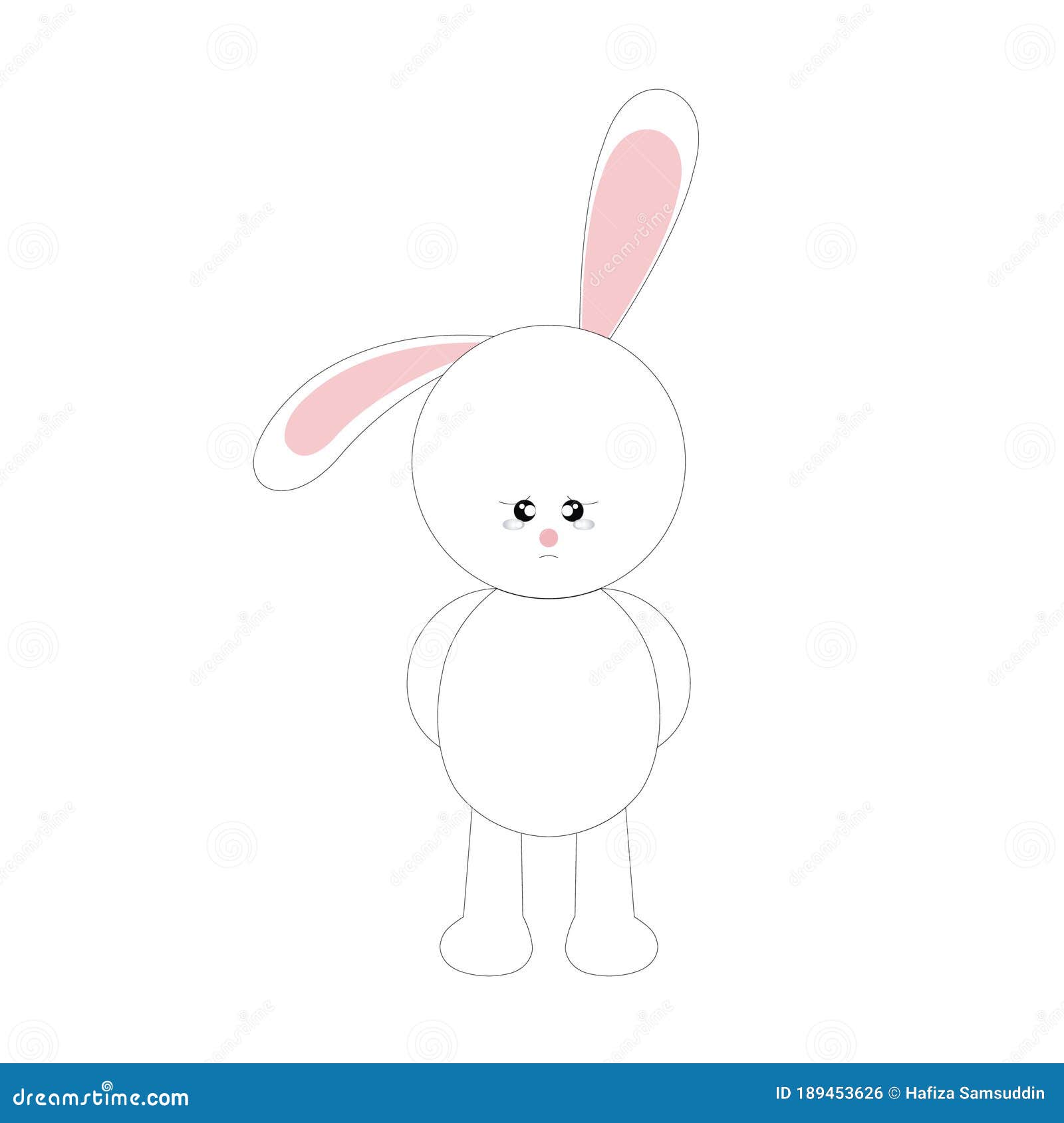 Rabbit Cartoon Feeling Sad. Vector Illustration Decorative Design Stock ...
