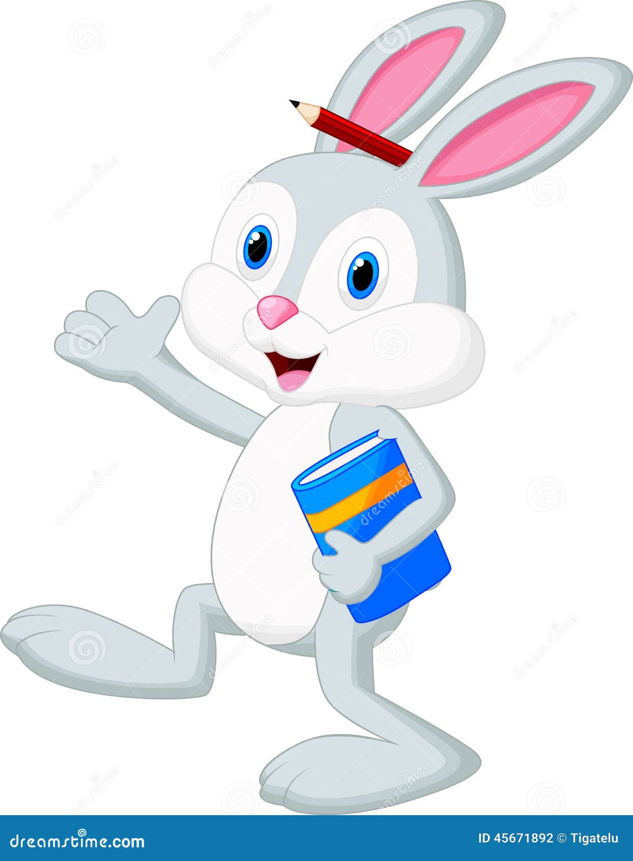 Rabbit Cartoon Holding Book Stock Vector - Illustration of mascot ...