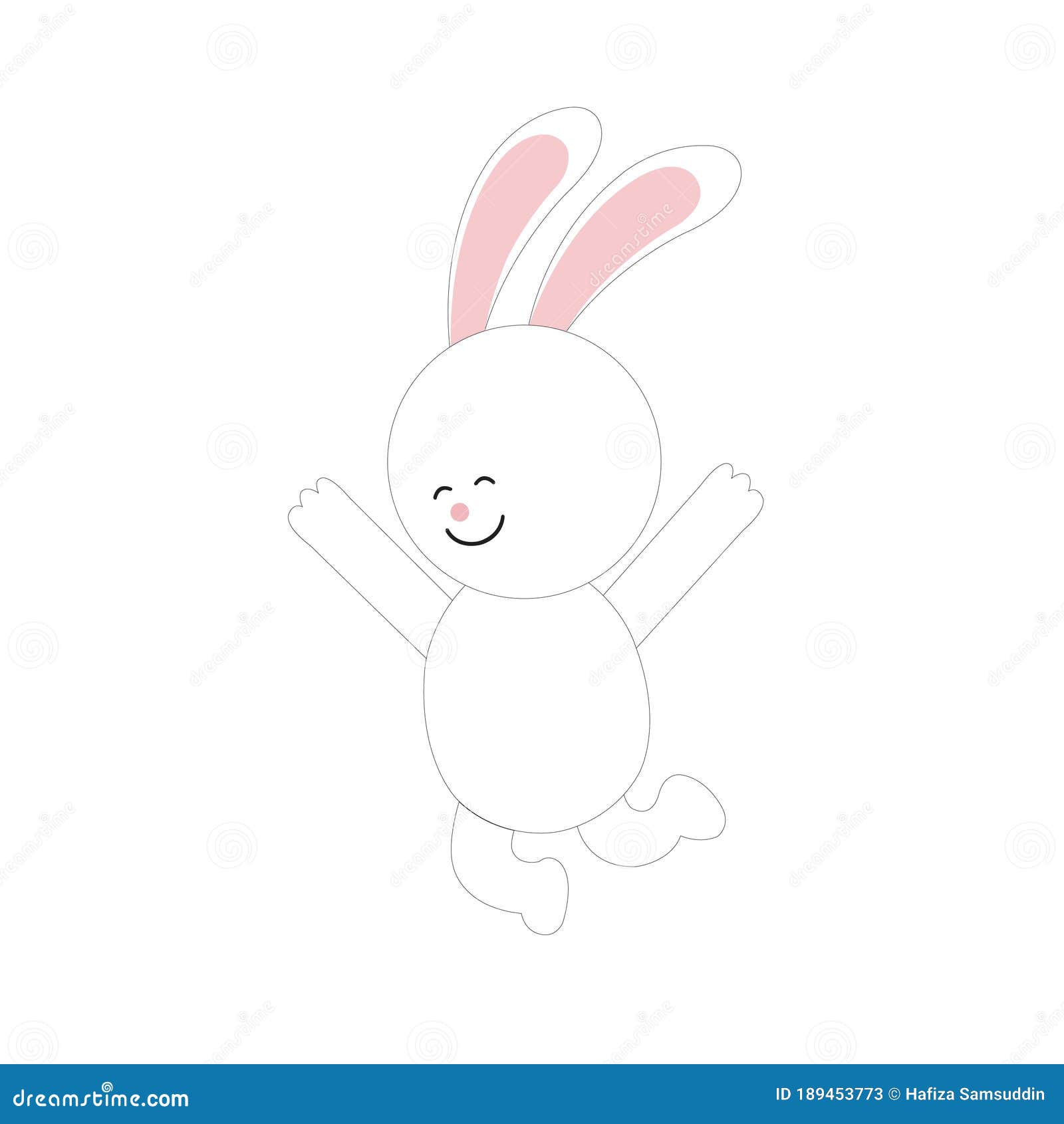 Rabbit Cartoon Jumping with Joy. Vector Illustration Decorative Design ...