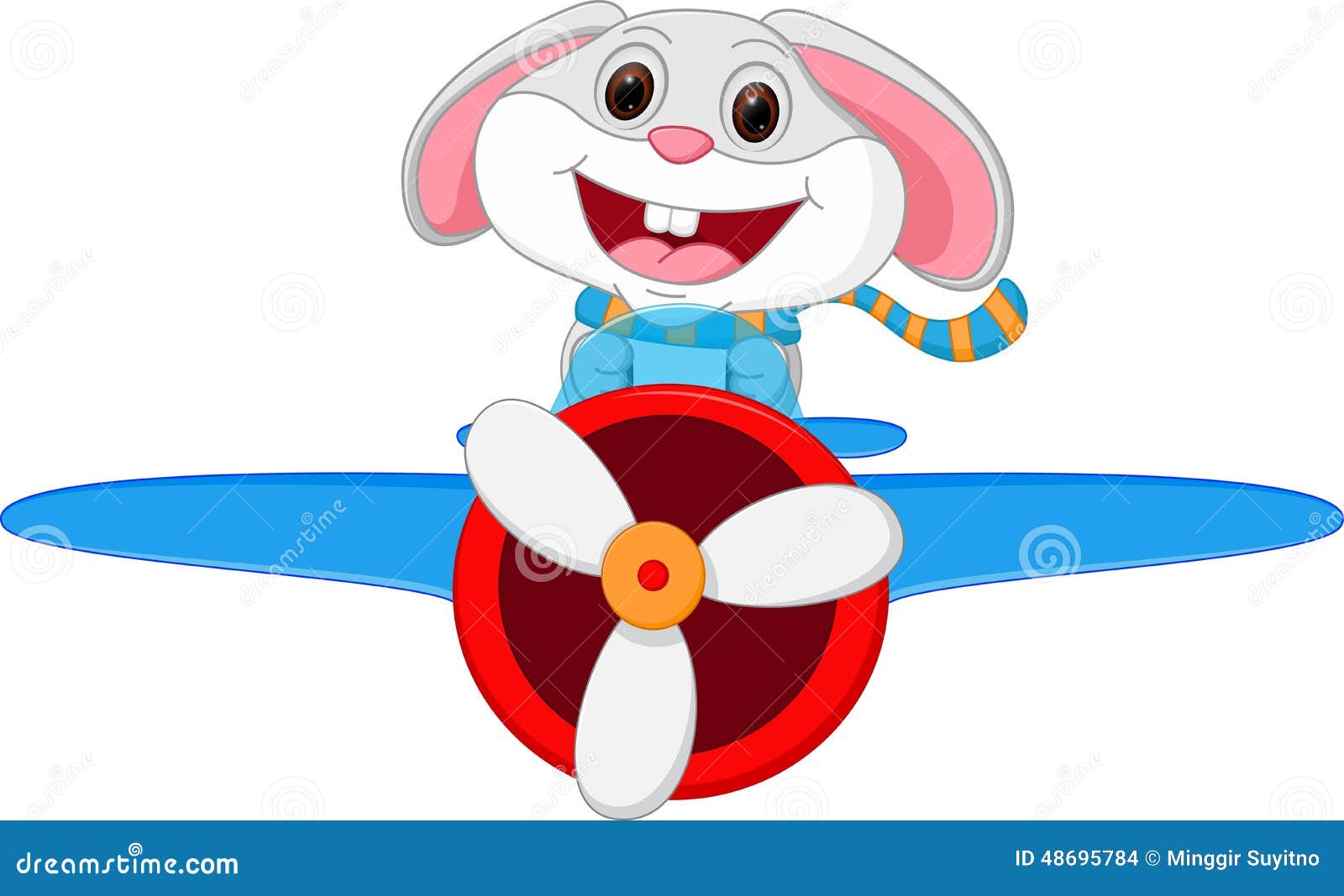 Rabbit Cartoon Riding a Plane Stock Vector - Illustration of mammal ...